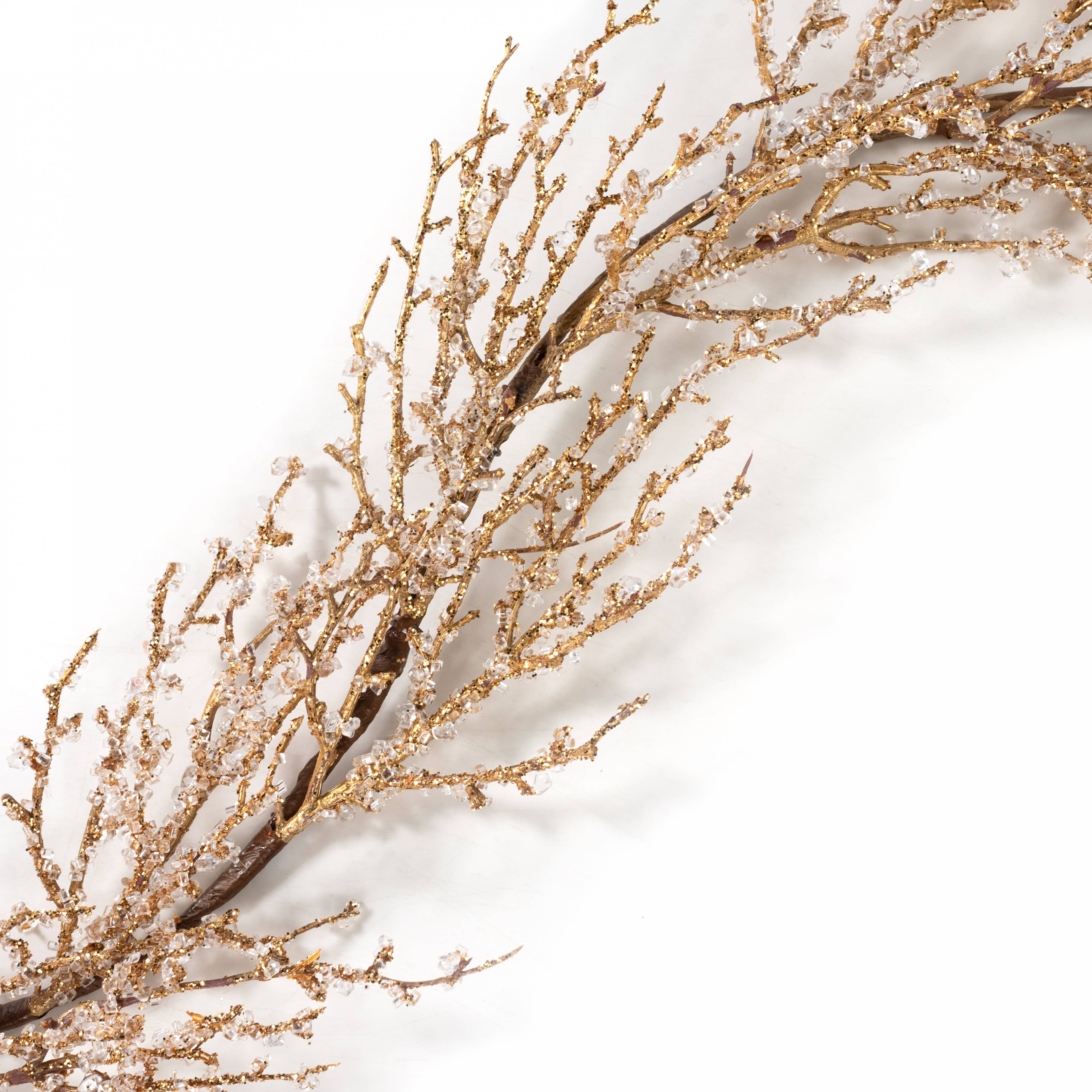 4' Iced Twig Garland: Gold
