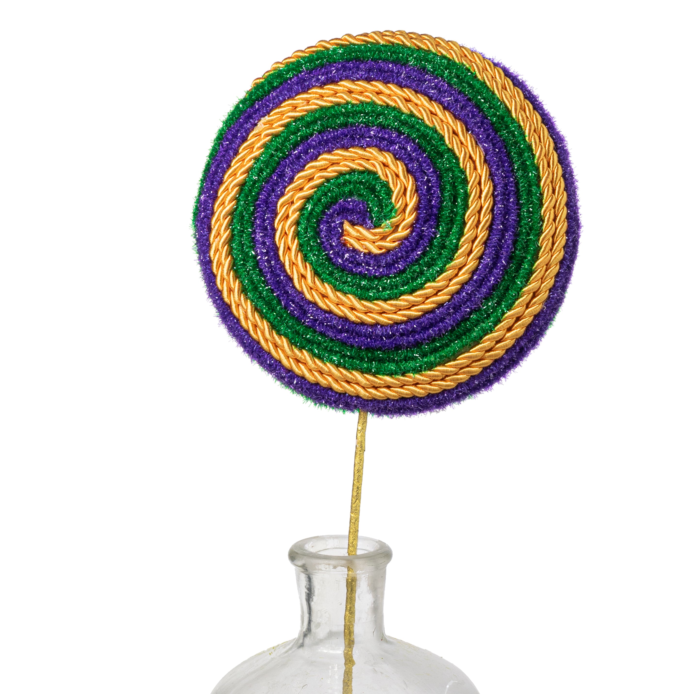 20" Rope Stripe Lollipop Pick: Mardi Gras