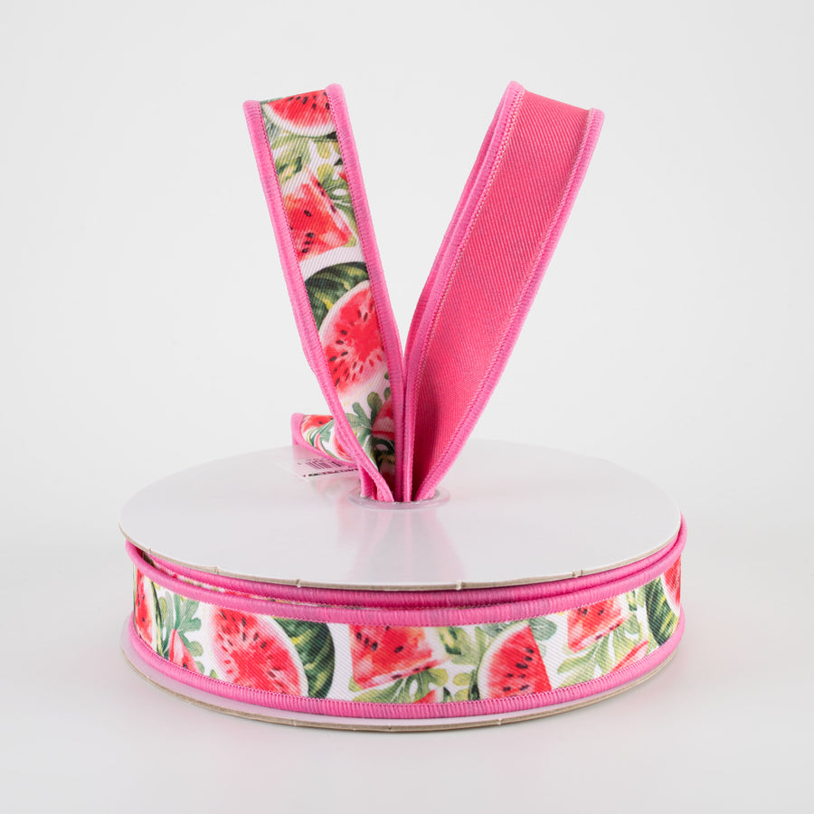 7/8" Double Sided Fused Watermelon Ribbon (10 Yards)