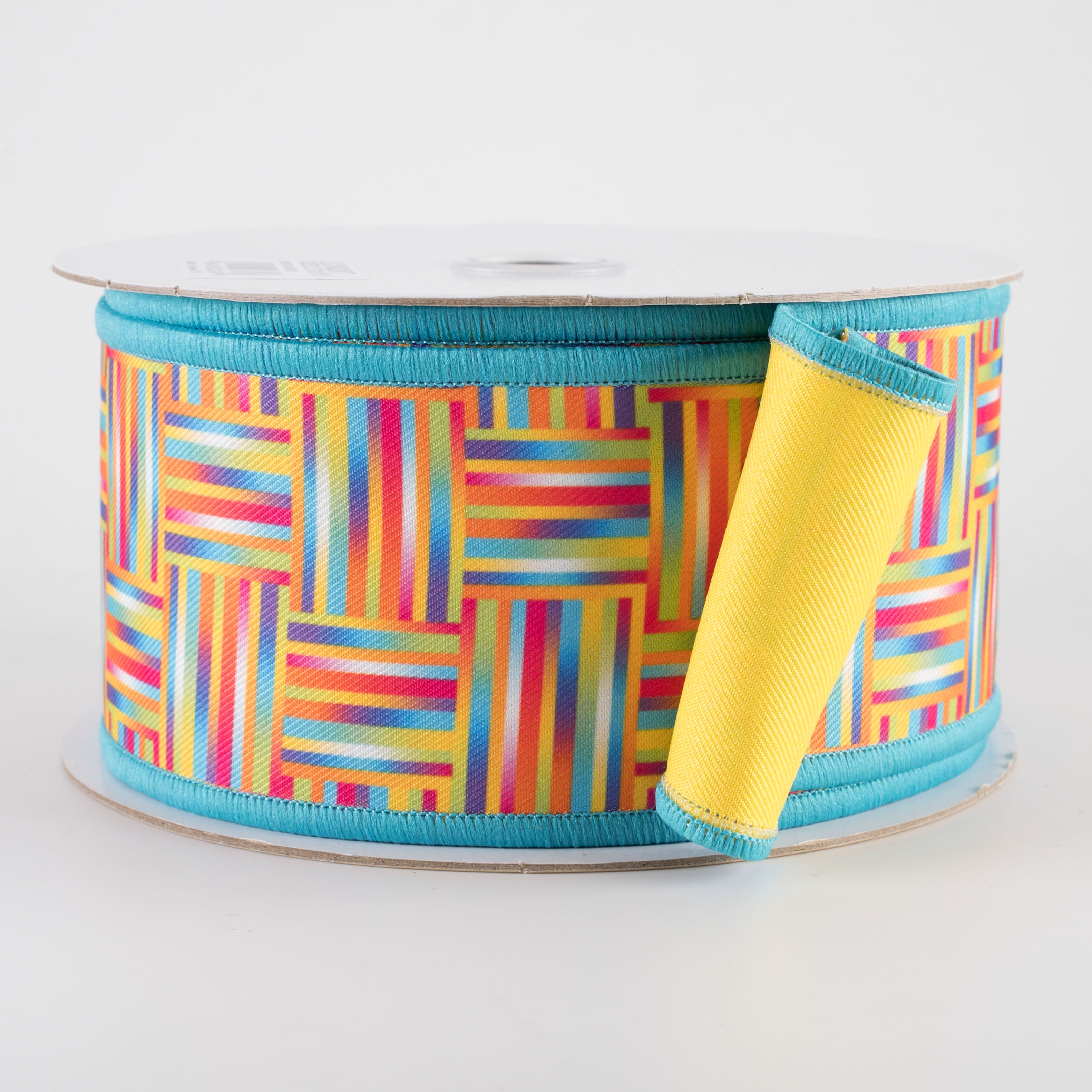 2.5" Double Sided Fused Multicolor Basketweave Ribbon (10 Yards)