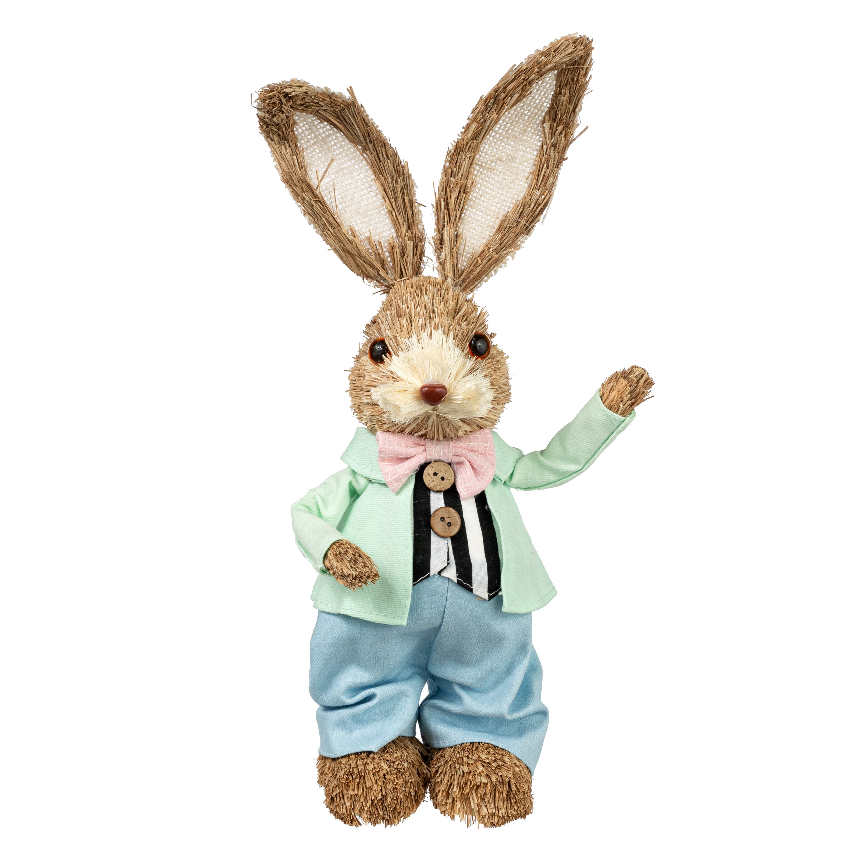 12" Sisal Dapper Bunny Decor: Mint Coat