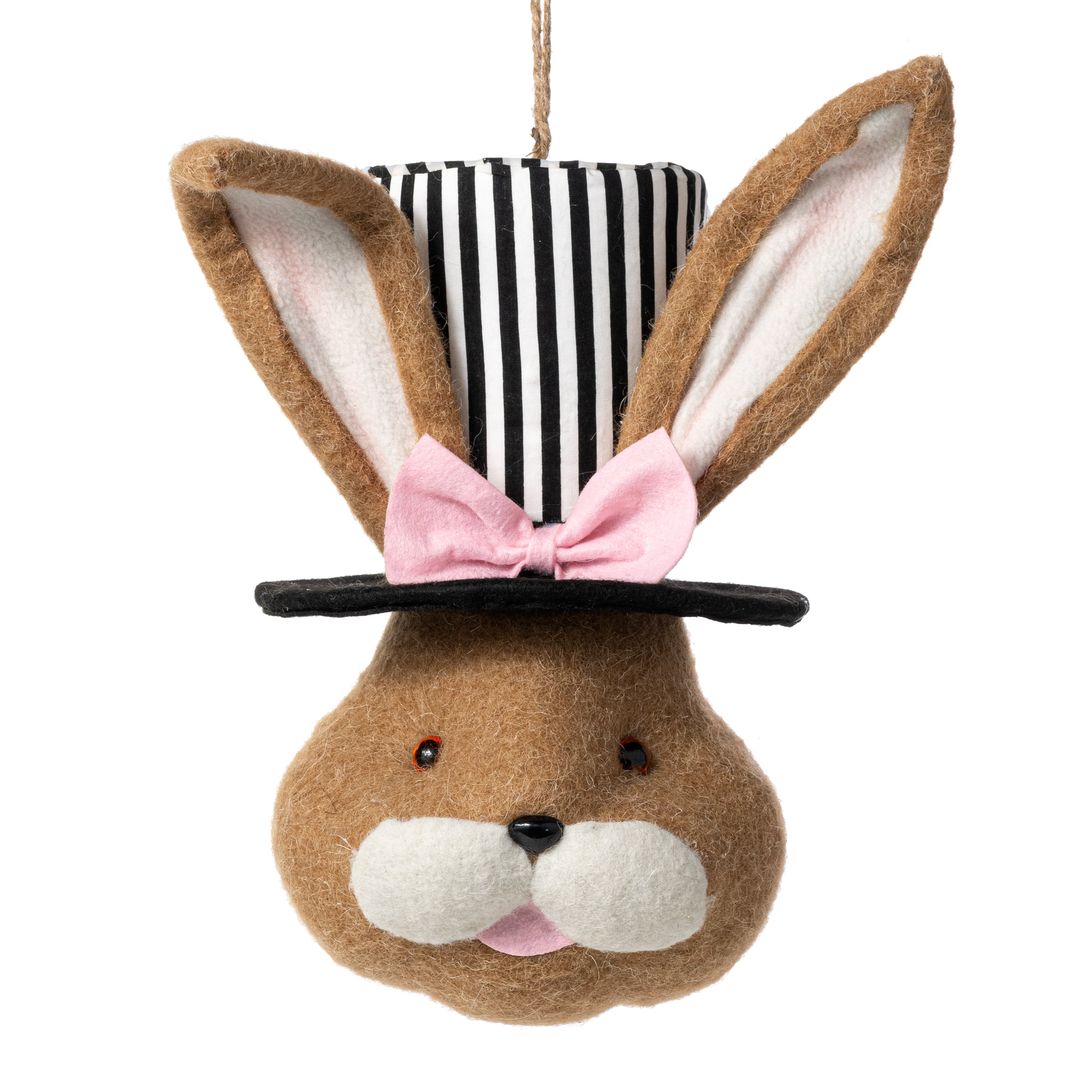 16" Top Hat Bunny Head Decor: Black & White Stripe