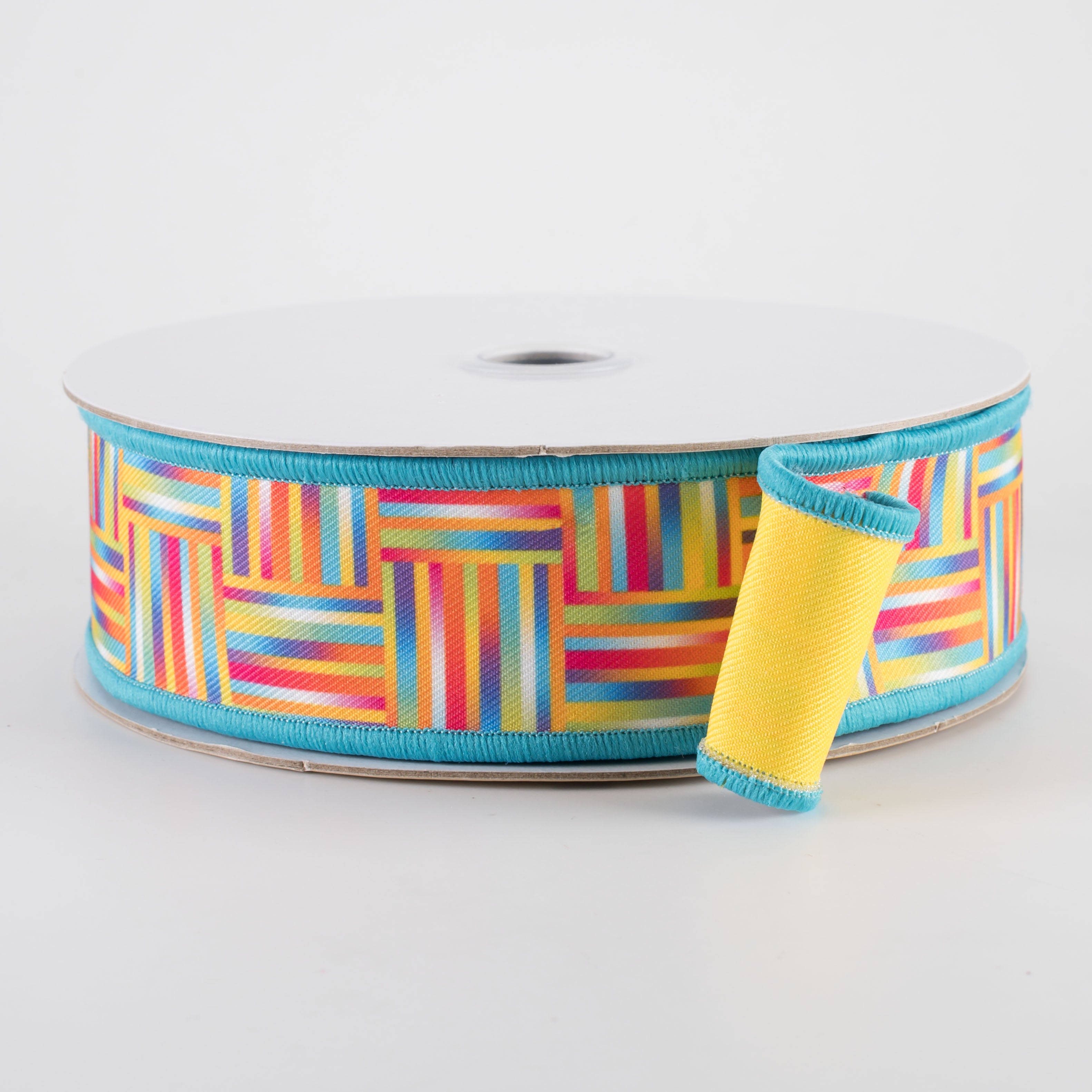 1.5" Double Sided Fused Multicolor Basketweave Ribbon (10 Yards)
