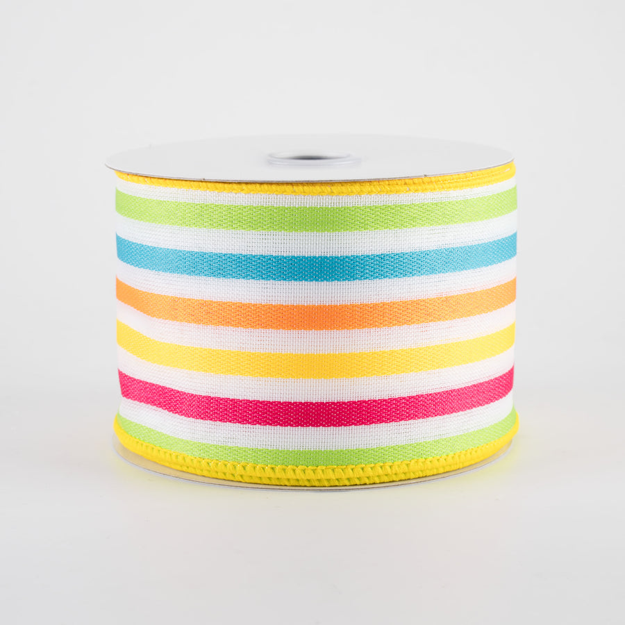 2.5" Multicolor Vertical Stripe Ribbon: Brights (10 Yards)