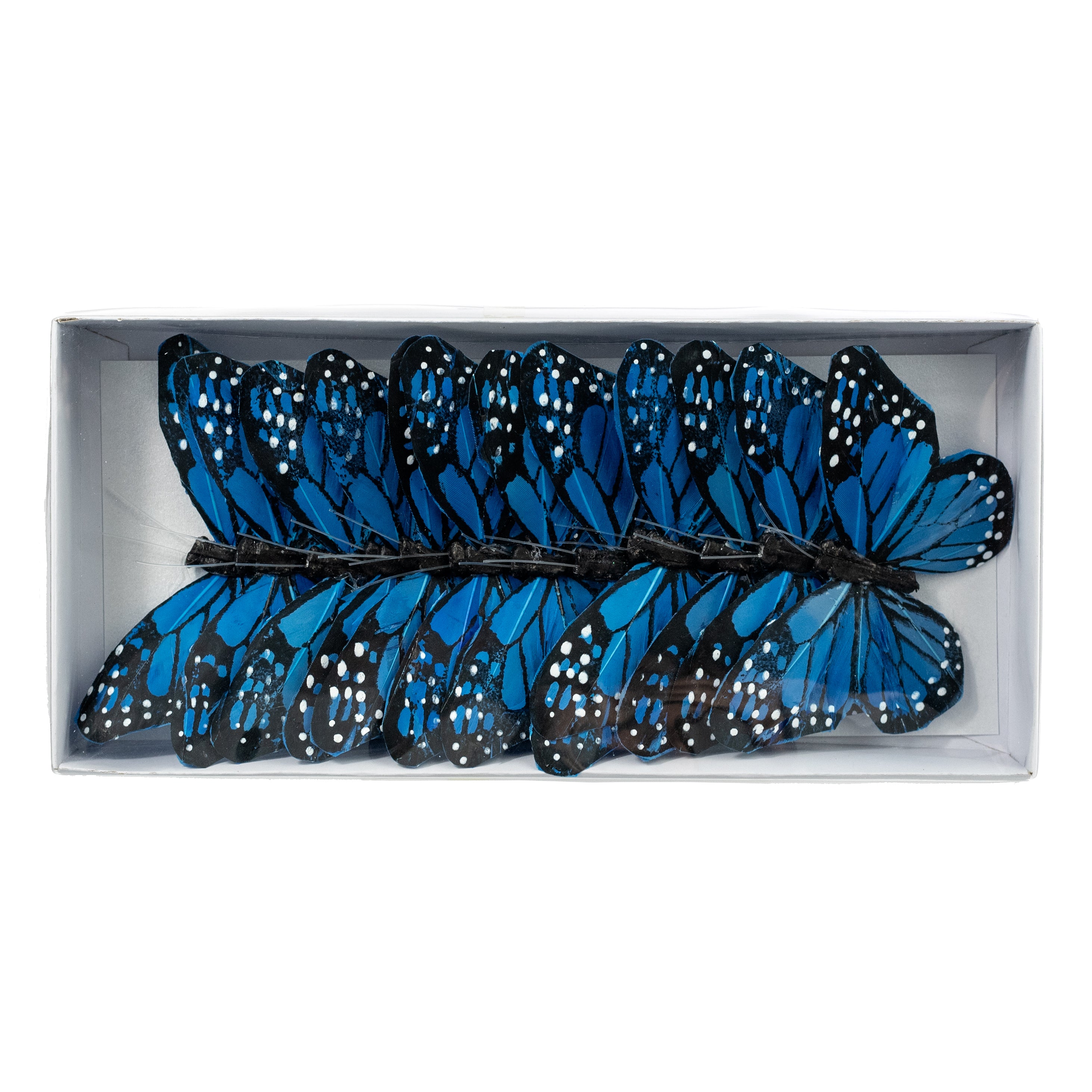 5" Feather Butterfly Picks: Blue Monarchs (Box of 12)