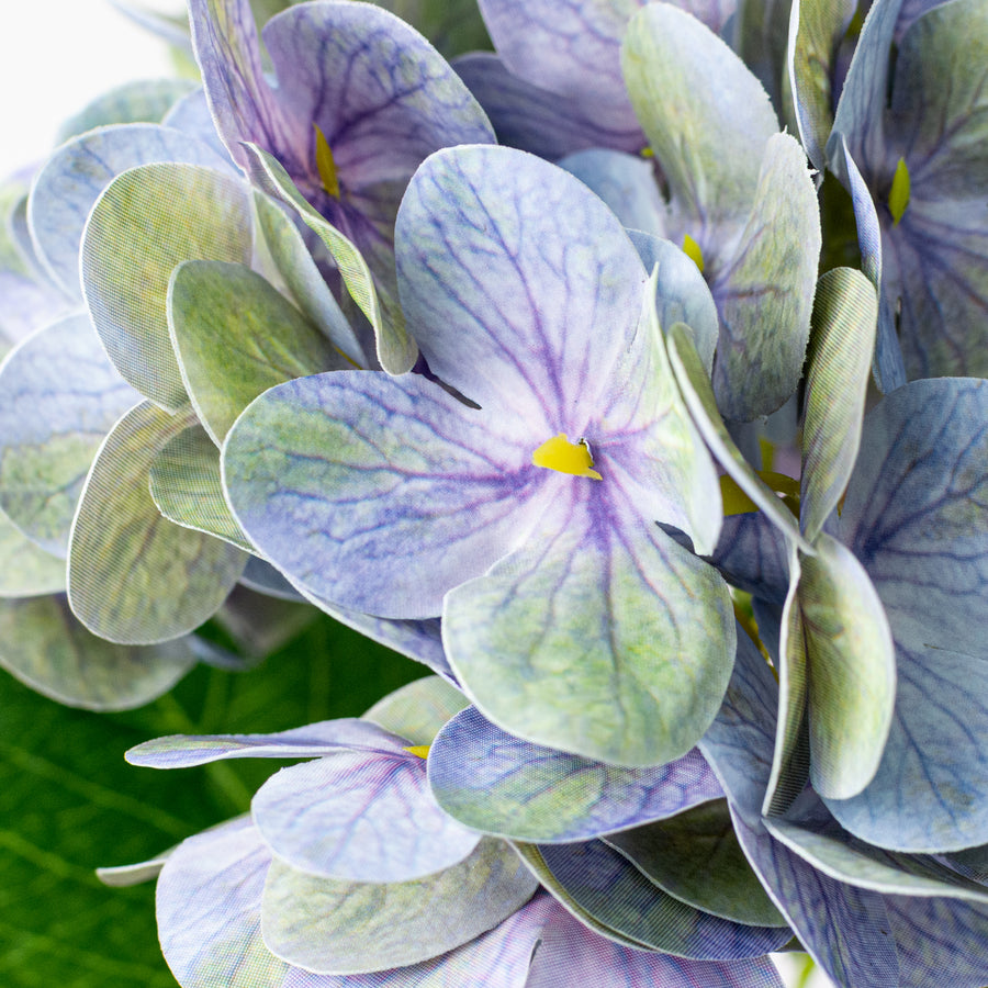 17" Hydrangea Stem Bundle: 2-Tone Blues & Greens (3)