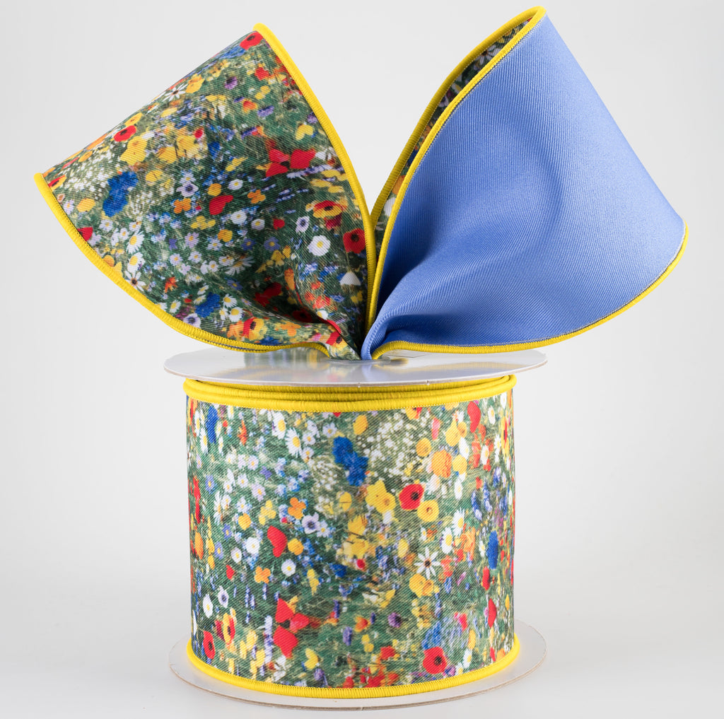 4" Double Sided Fused Wildflower Field Ribbon (10 Yards)