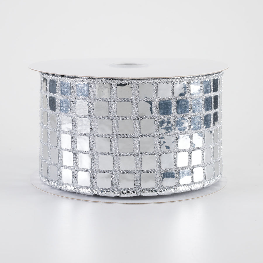 2.5" Mirror Disco Ball Ribbon: Silver (10 Yards)