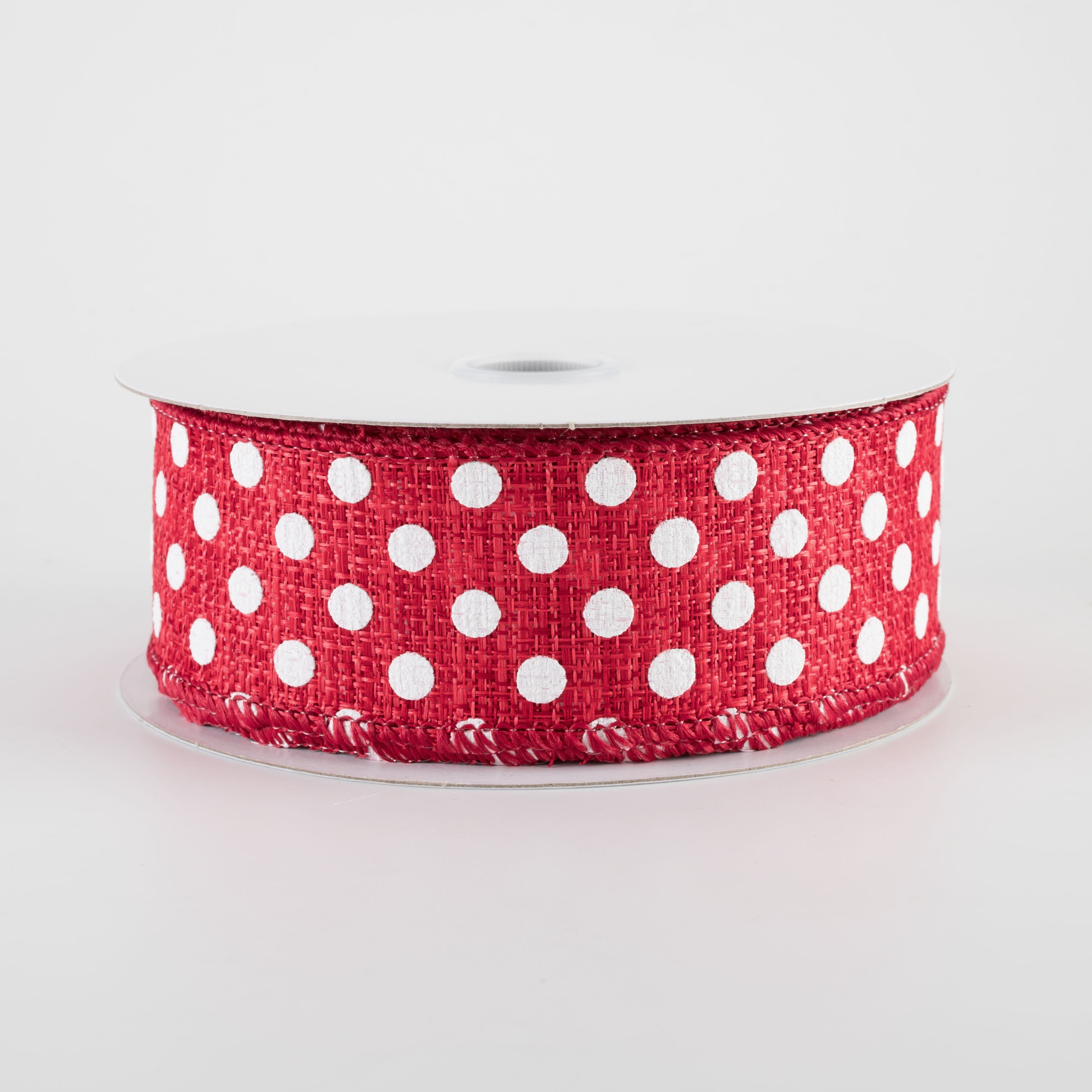 1.5" Polka Dot Tweed Ribbon: Red & White (10 Yards)
