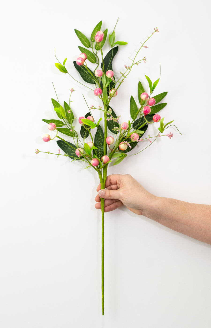 26" Berries and Leaves Spray: Pink