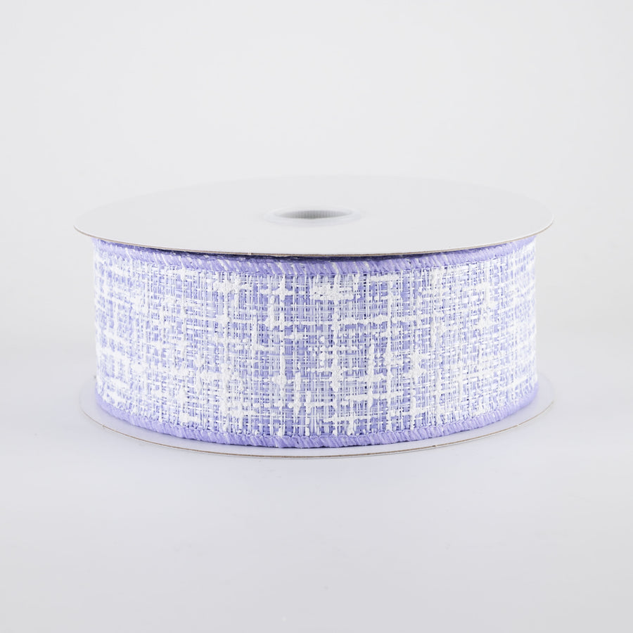 1.5" Embellished Tweed Ribbon: Lavender Purple & White (10 Yards)