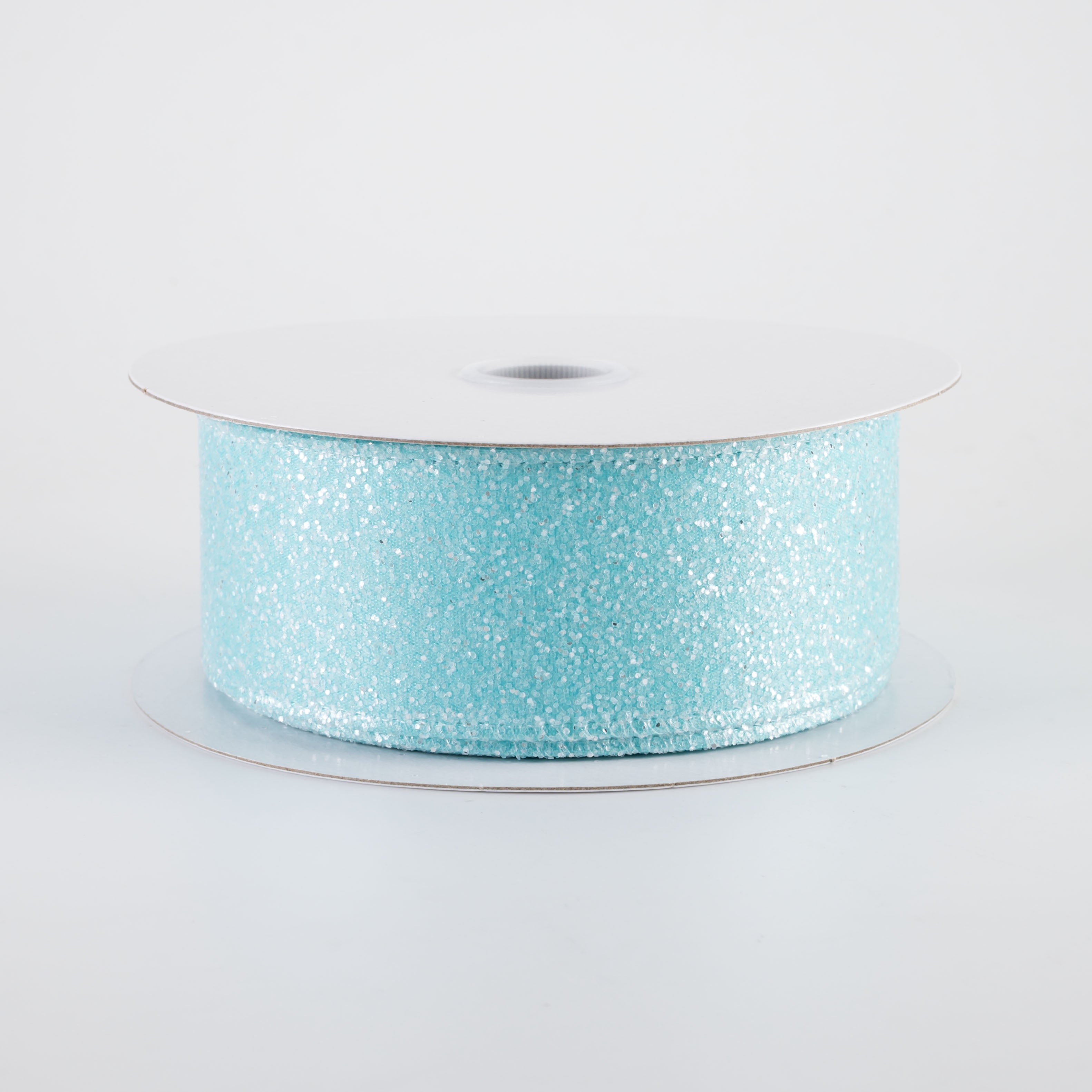 1.5" Candy Glittered Satin Ribbon: Aqua Blue (10 Yards)