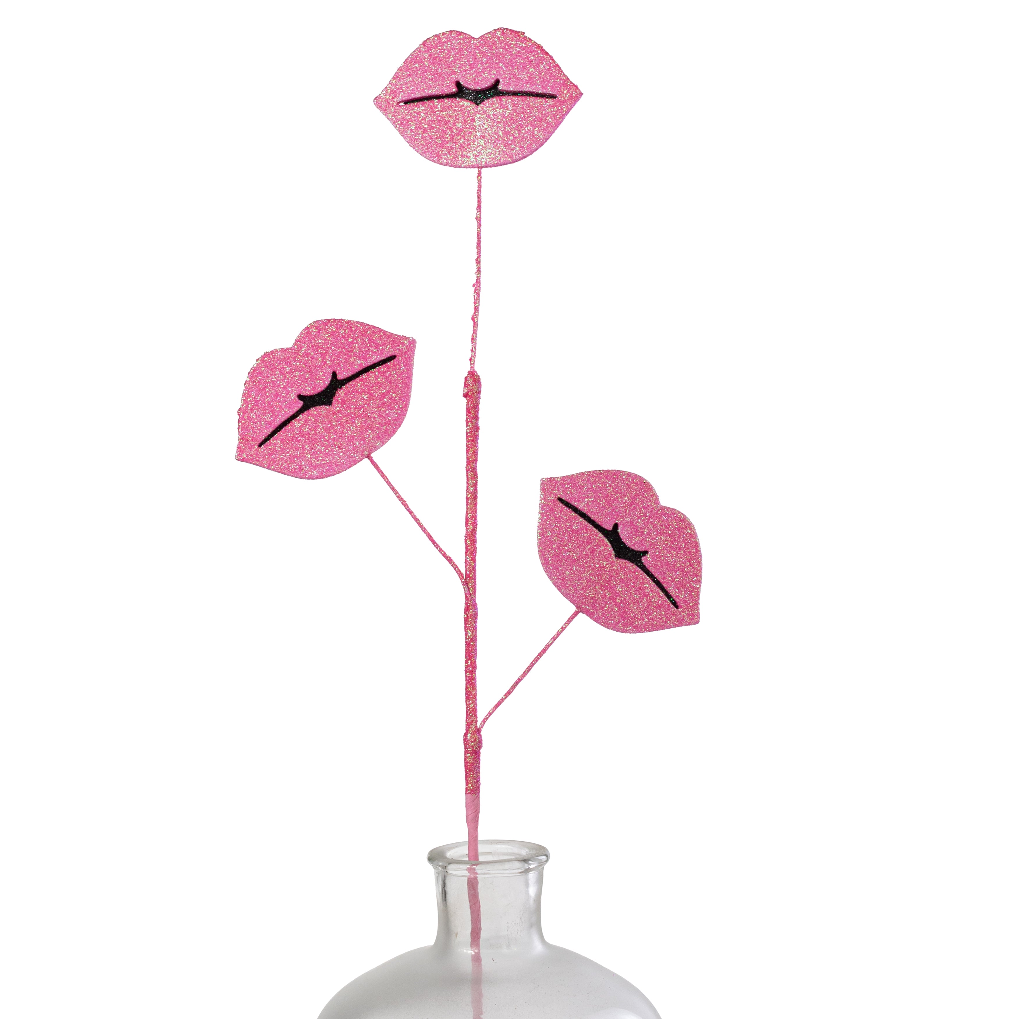 30" Glittered Lips Spray: Hot Pink