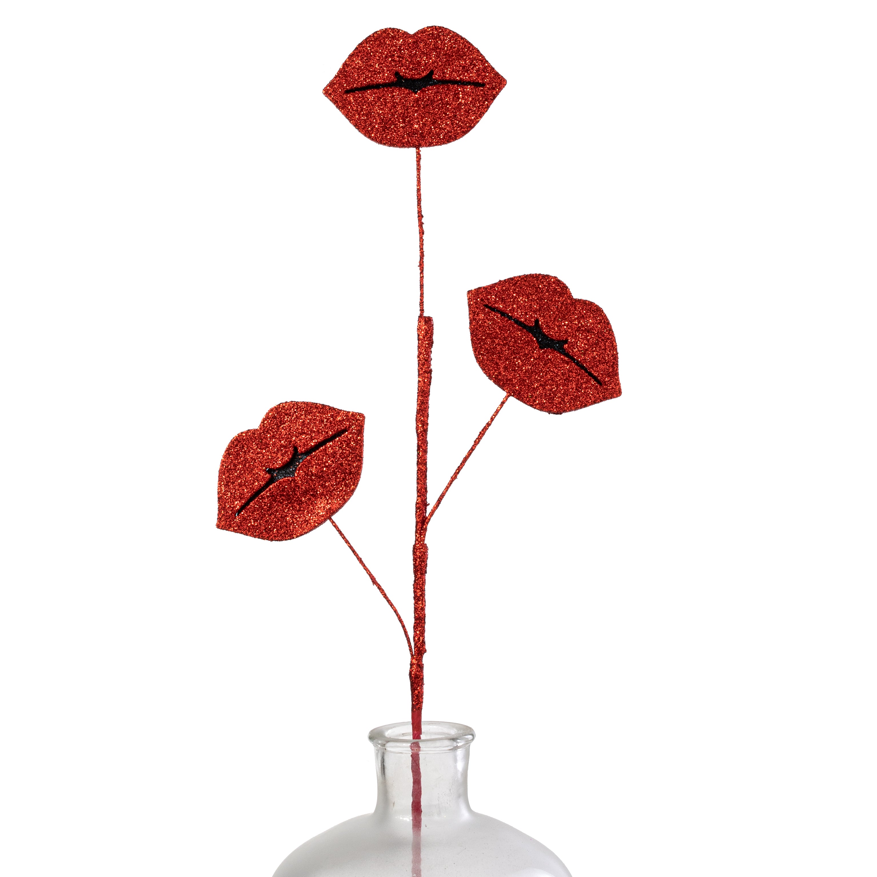 30" Glittered Lips Spray: Red