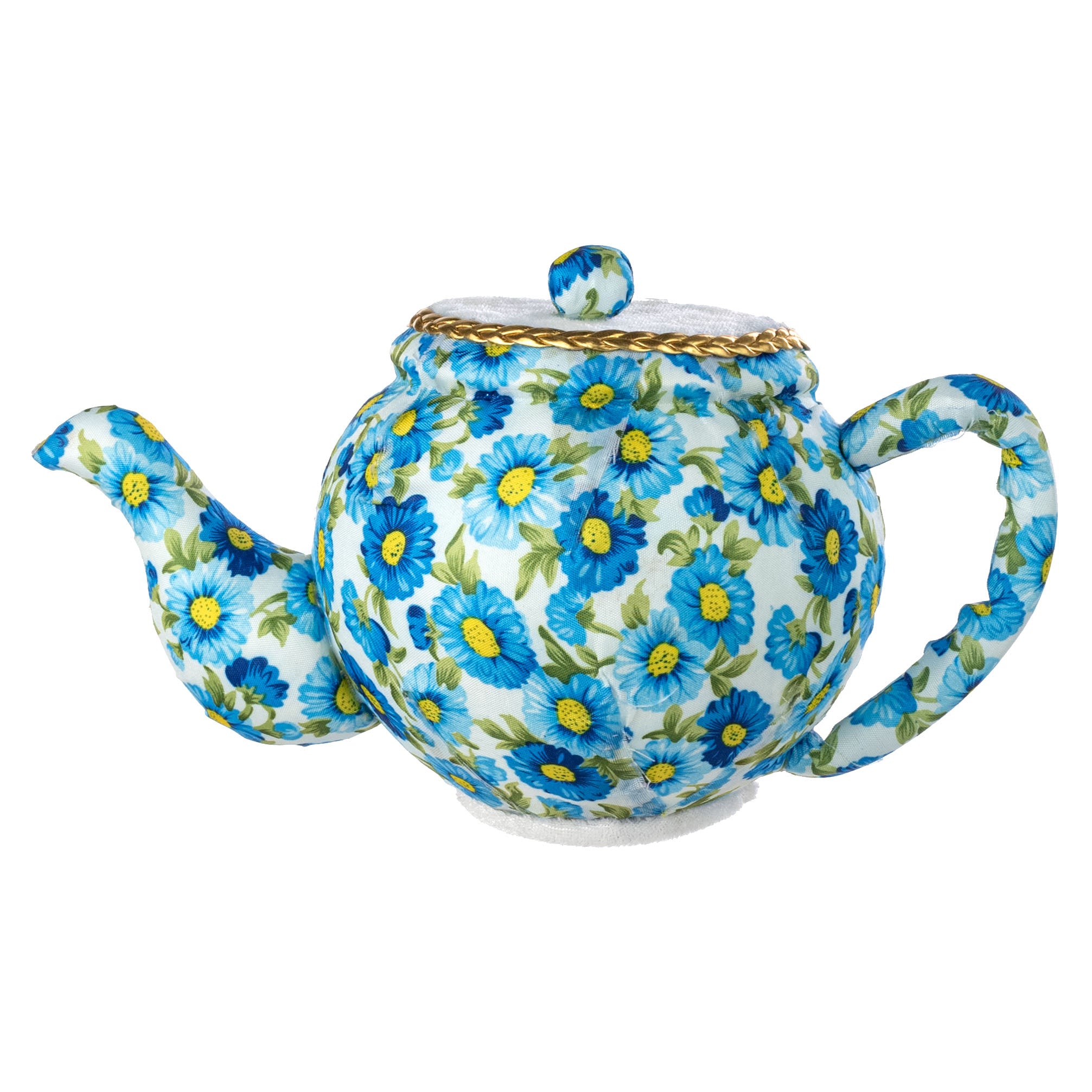 10" Floral Half Tea Pot Decoration: Blue