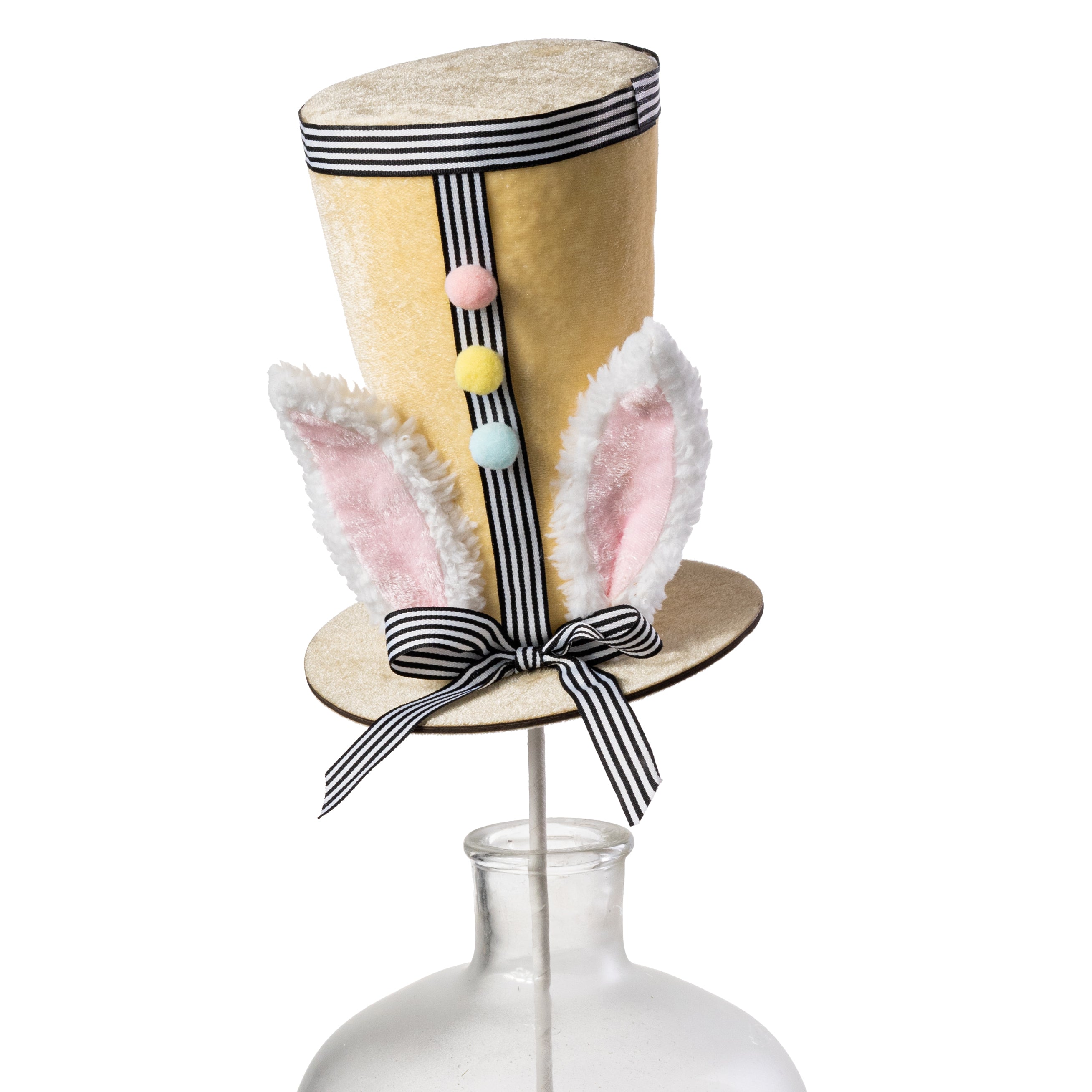 20" Velvet Easter Rabbit Top Hat Pick: Yellow