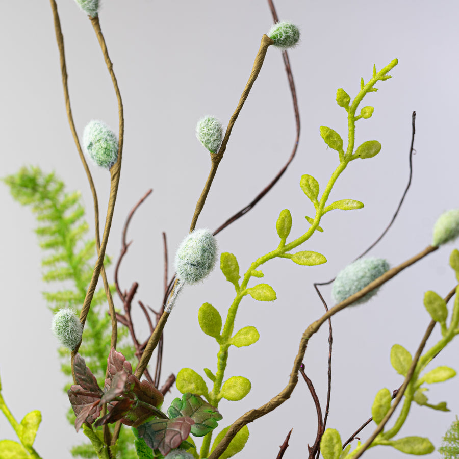 18" Pom Poms, Leaves, Ferns & Twigs Pick