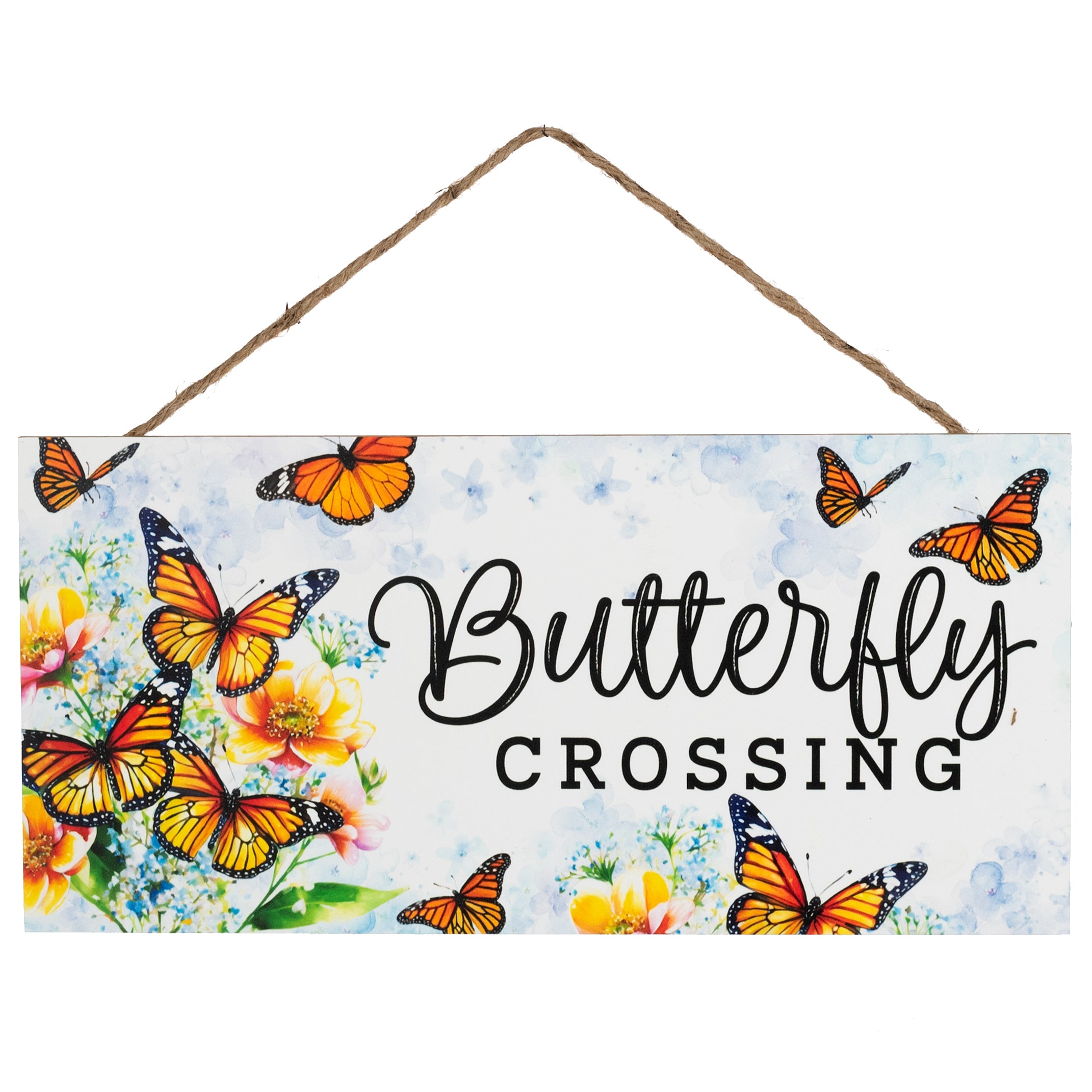 12" Wooden Sign: Monarch Butterfly Crossing