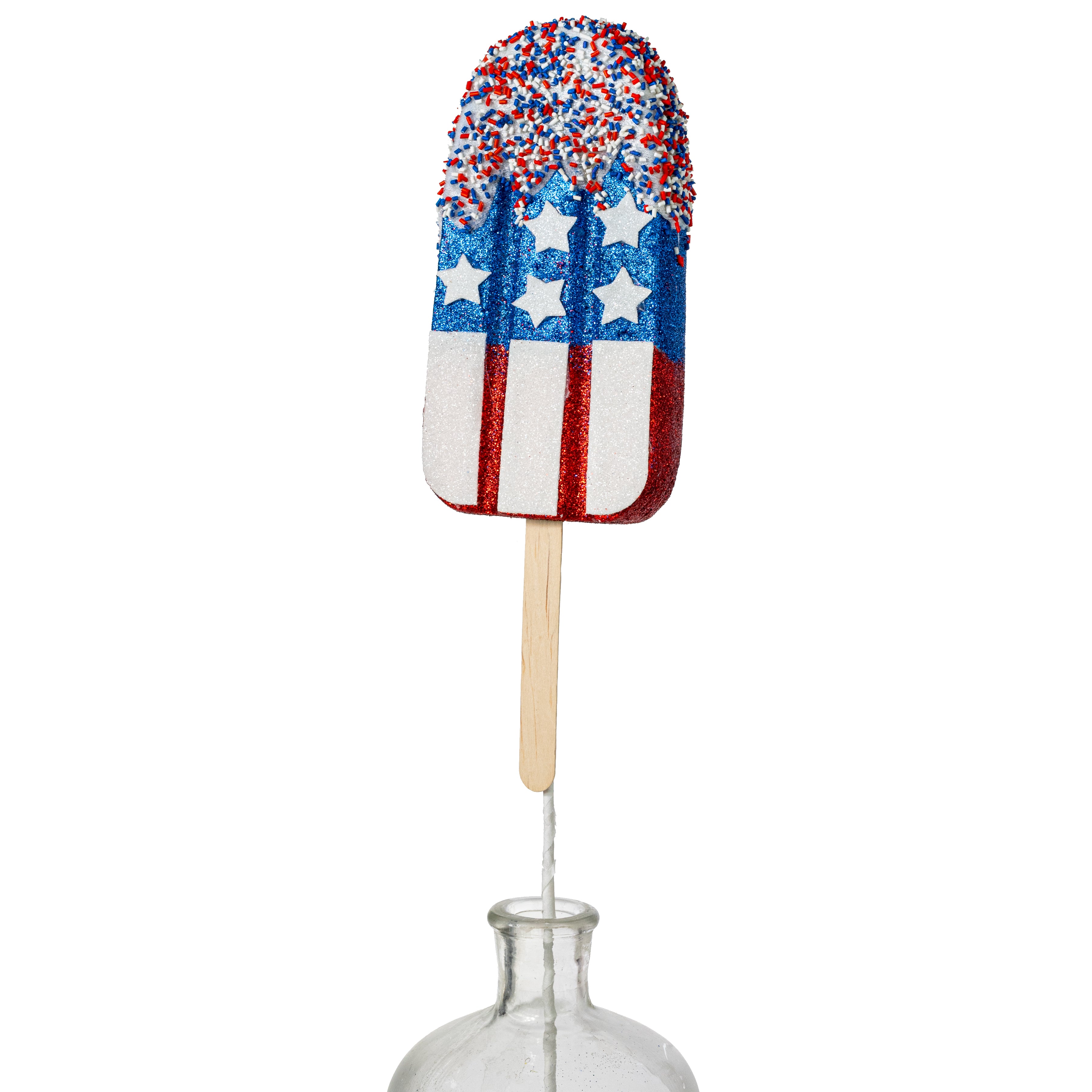 21" Stars & Stripes Sprinkle Popsicle Pick: Red, White & Blue
