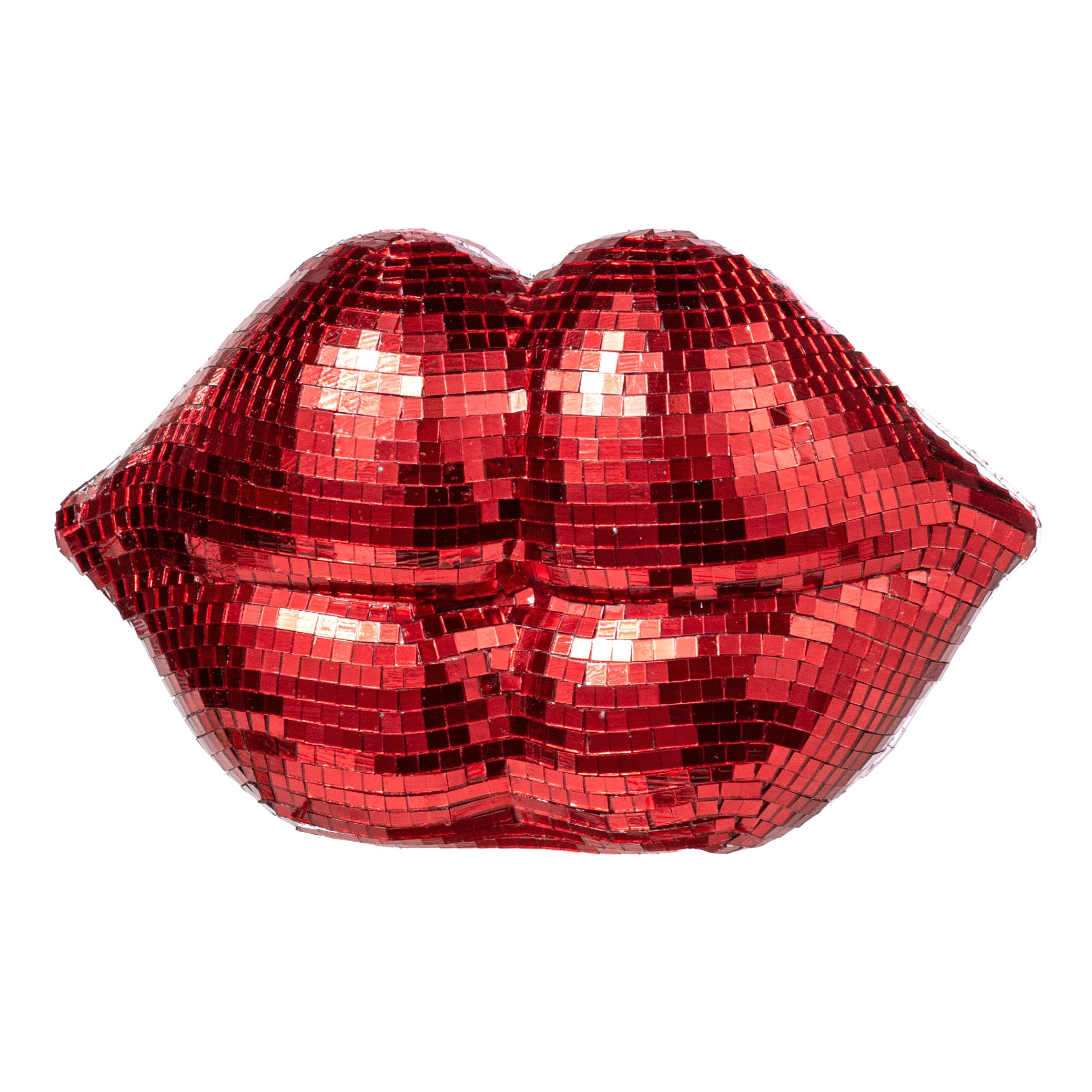10" Mirror Disco Ball Lips Decoration: Red