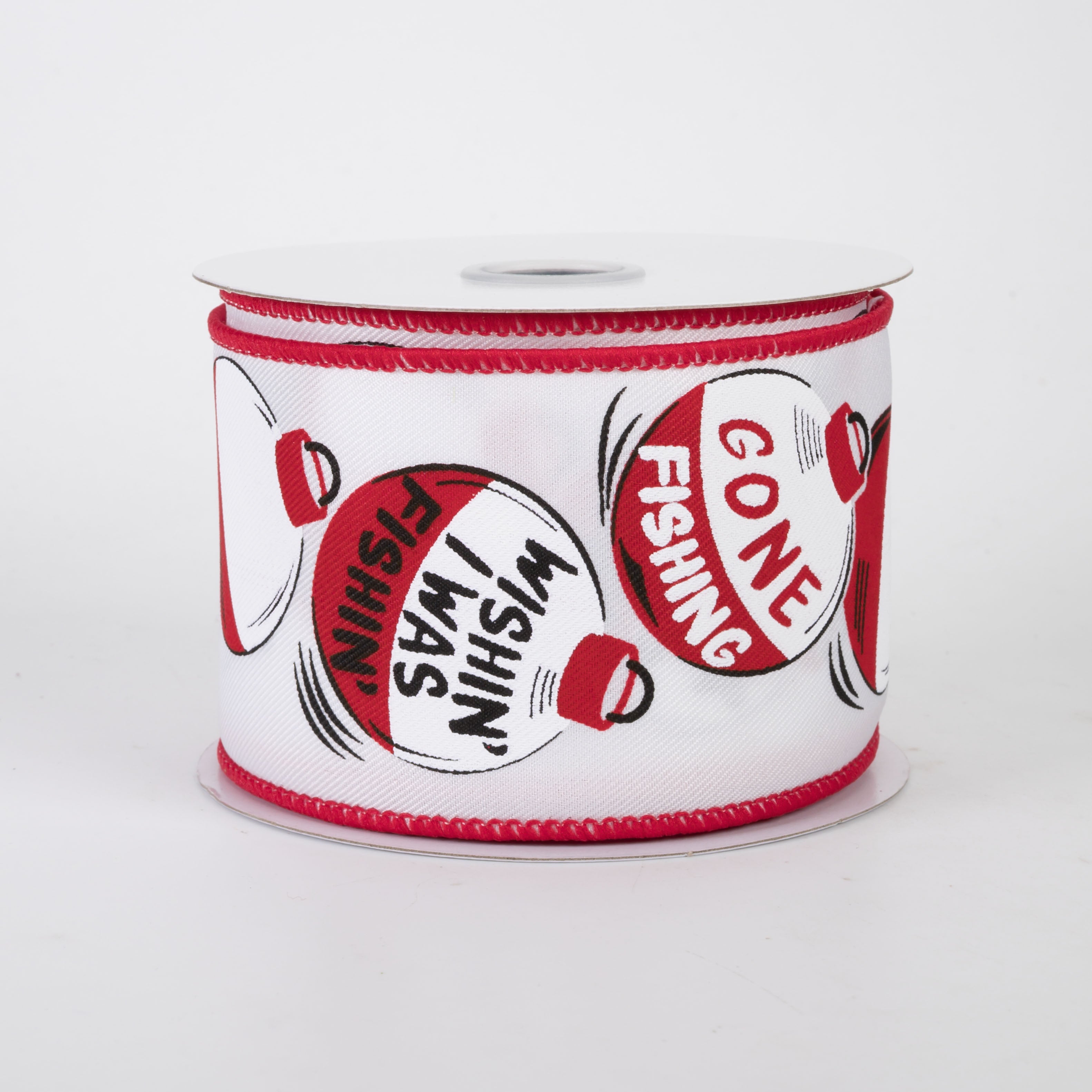 2.5" Fishing Bobbers Ribbon: White (10 Yards)