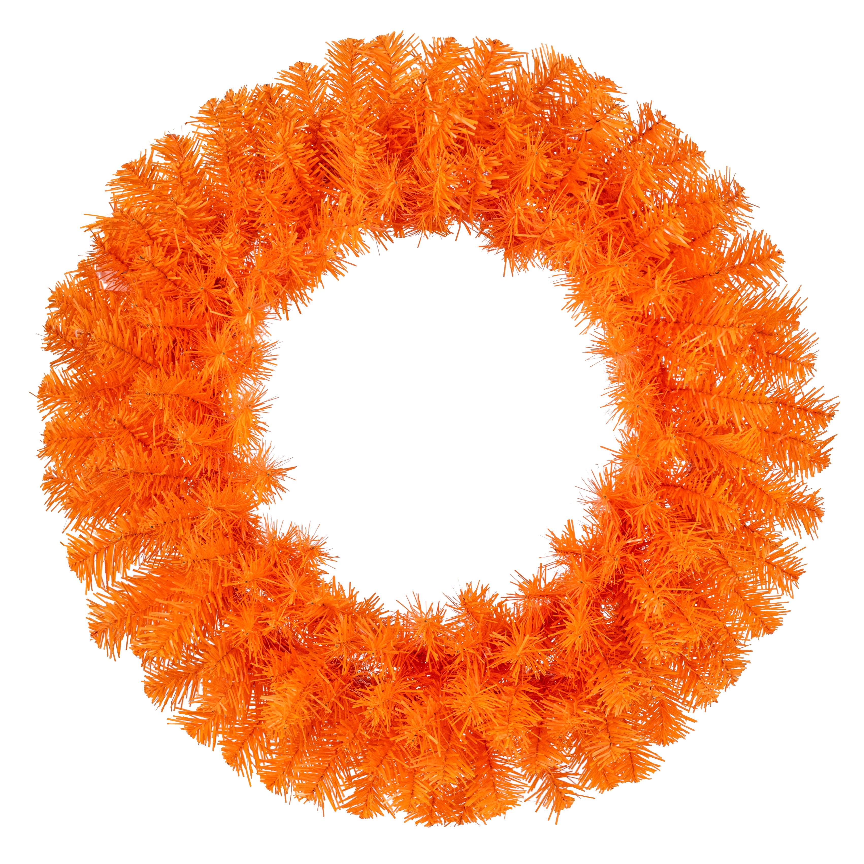 24" Pine PVC Wreath: Orange (180 Tips)
