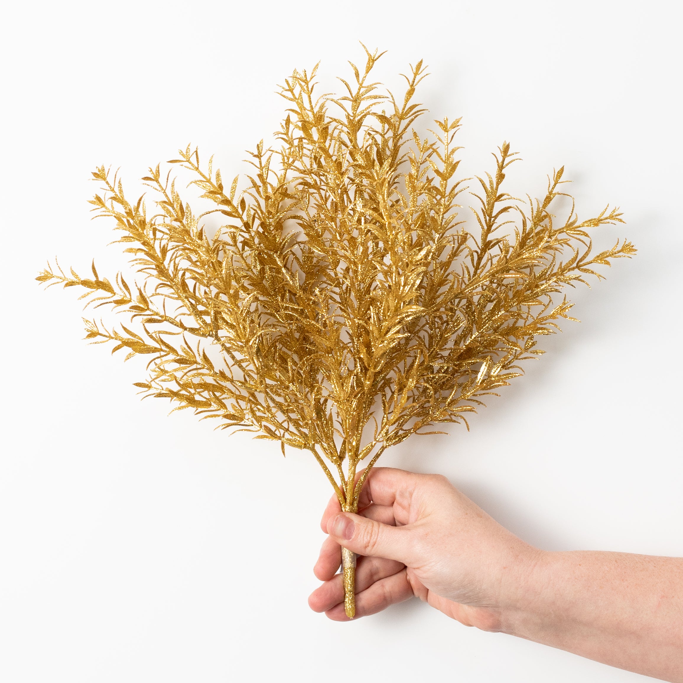 13" Glitter Rosemary Bush: Gold