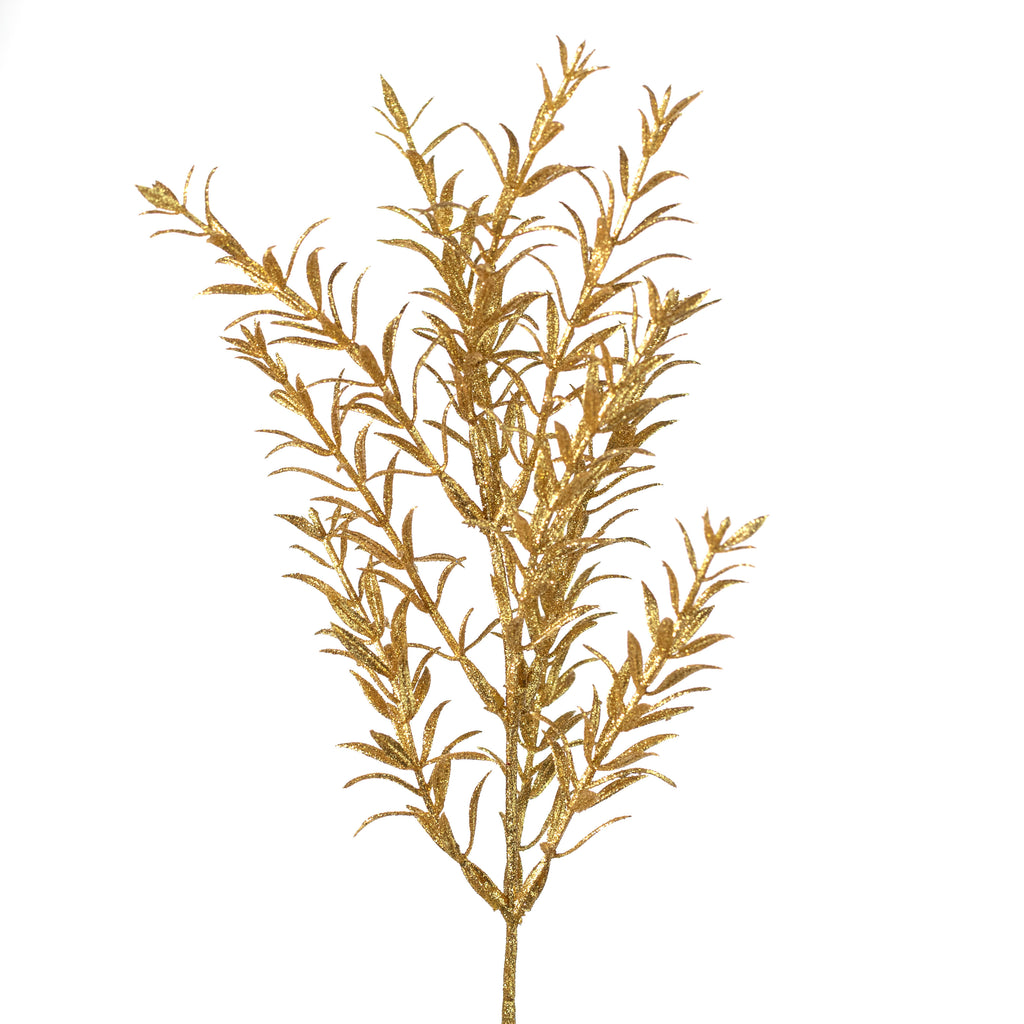 13" Glitter Rosemary Bush: Gold