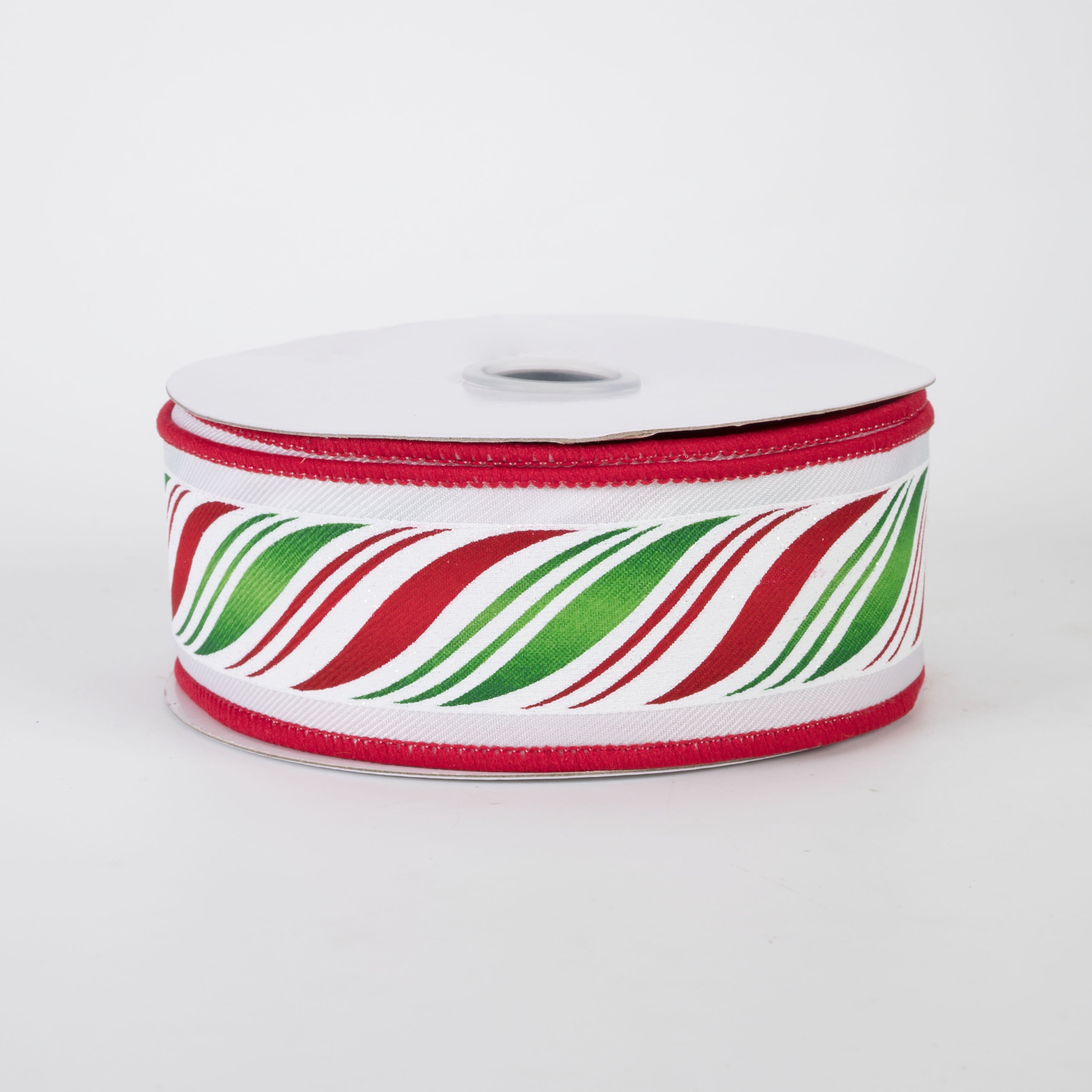 1.5" Peppermint Candy Cane Twist Ribbon: Red & Green (10 Yards)