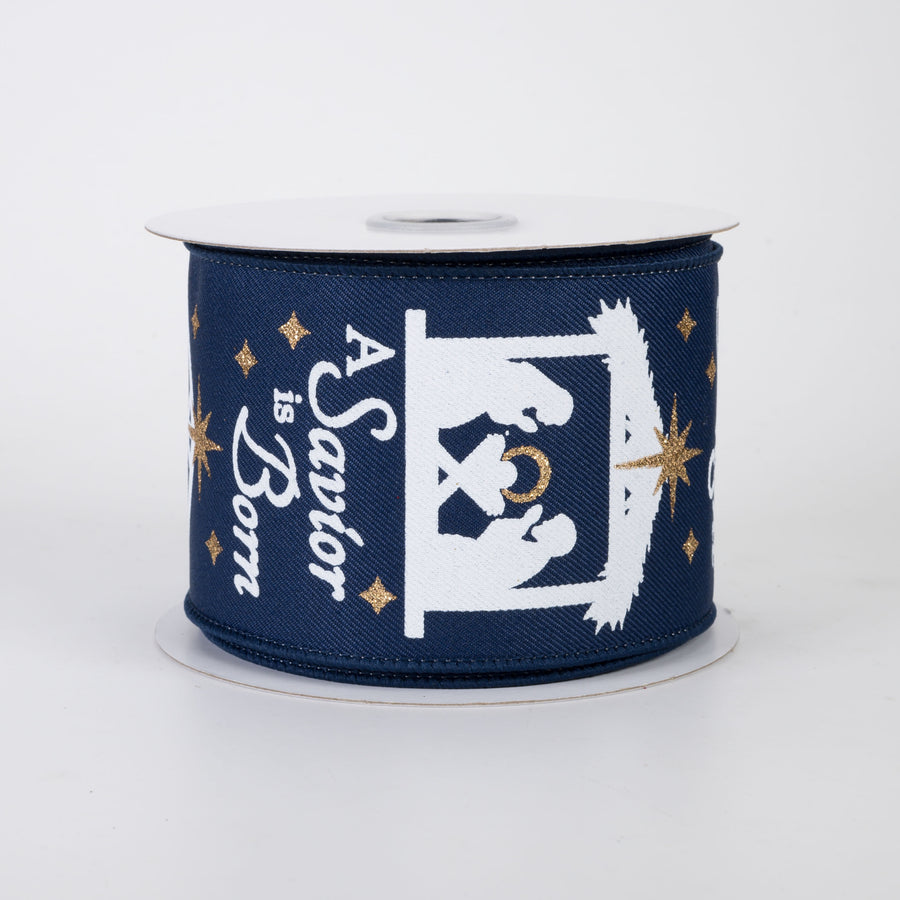 2.5" Nativity Scene Ribbon: Navy (10 Yards)
