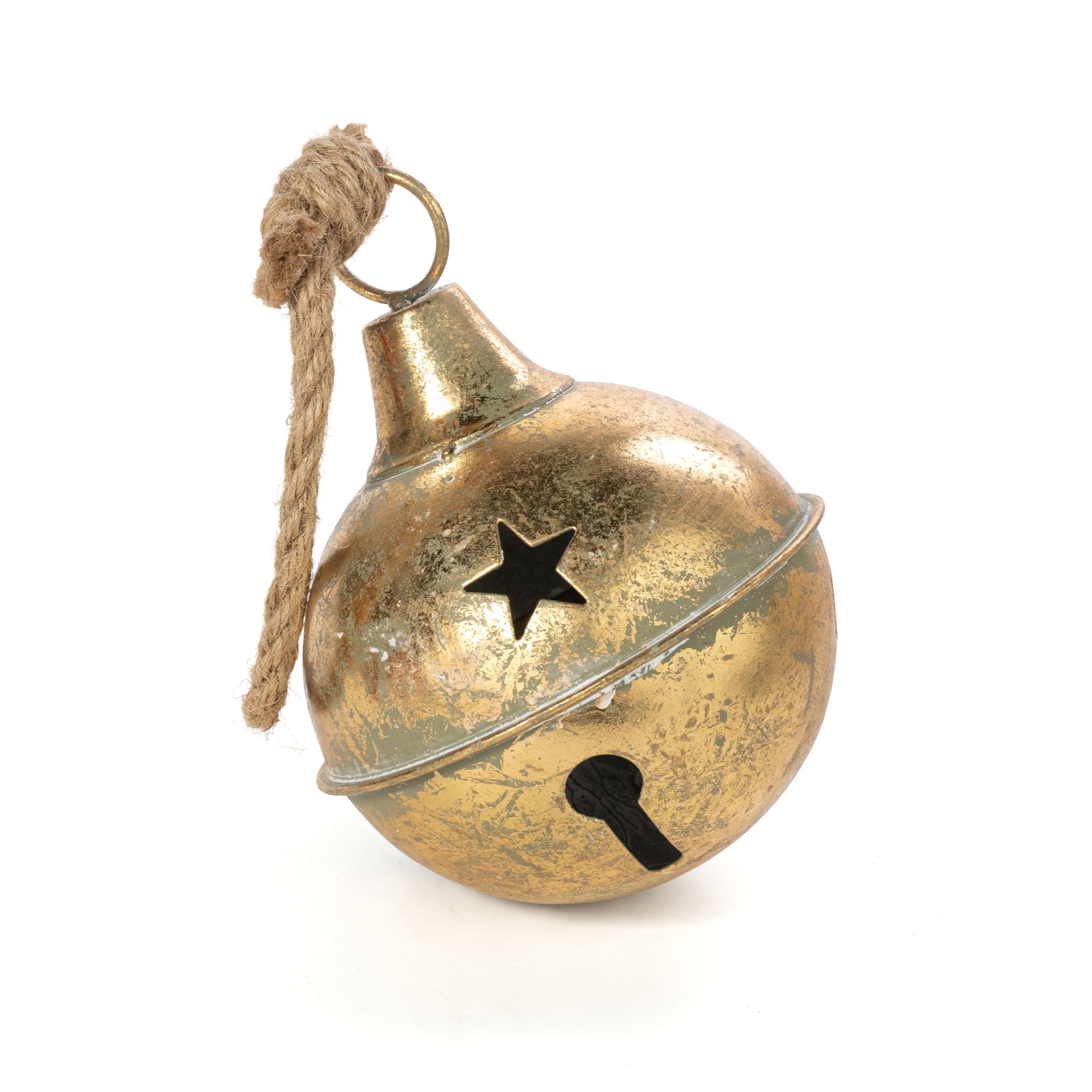 5.5" x 8" Vintage Jingle Bell Ornament: Antique Gold