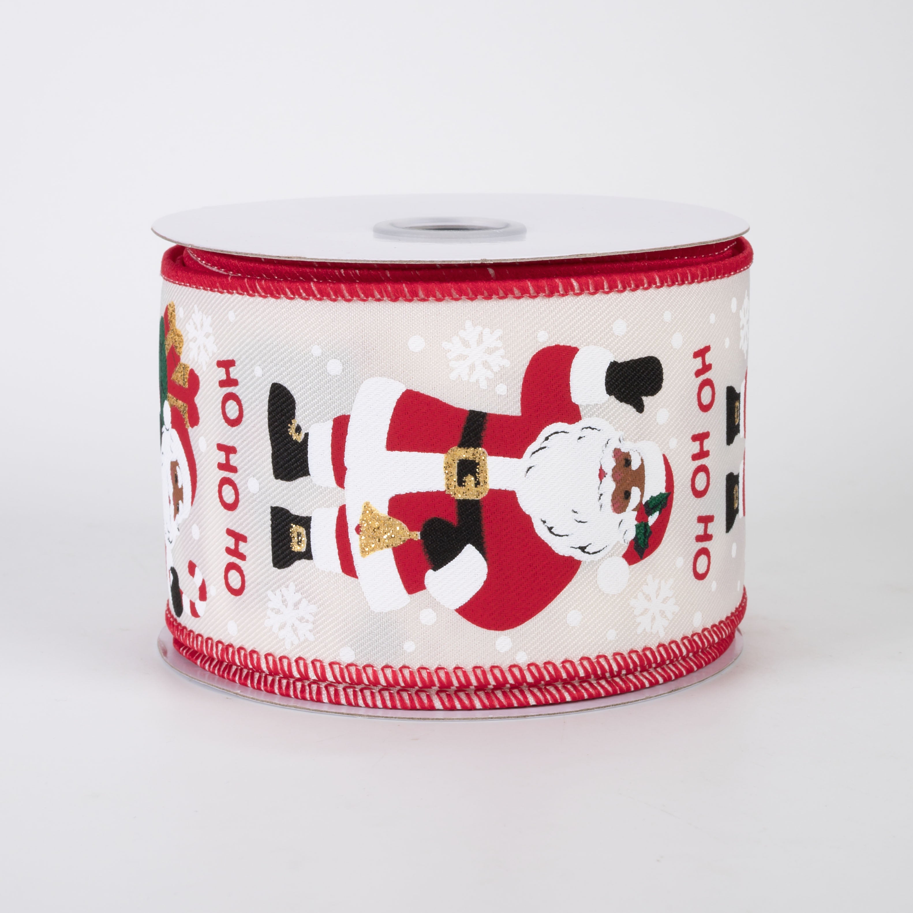 2.5" Santa Claus Ribbon: Brown Skin on Ivory (10 Yards)