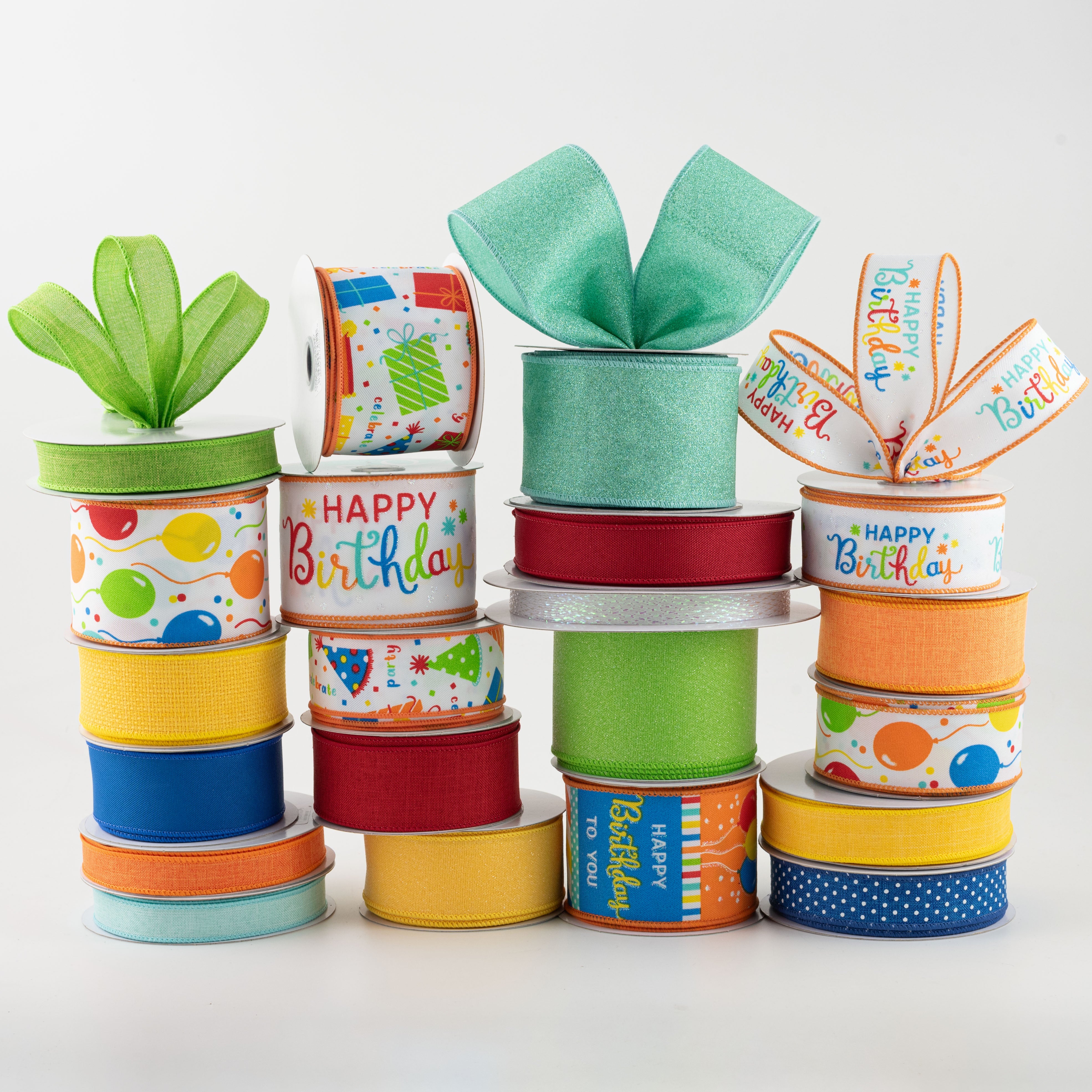 Bow & Go Ribbon Kit: Happy Birthday (21 Rolls x 10 Yards)