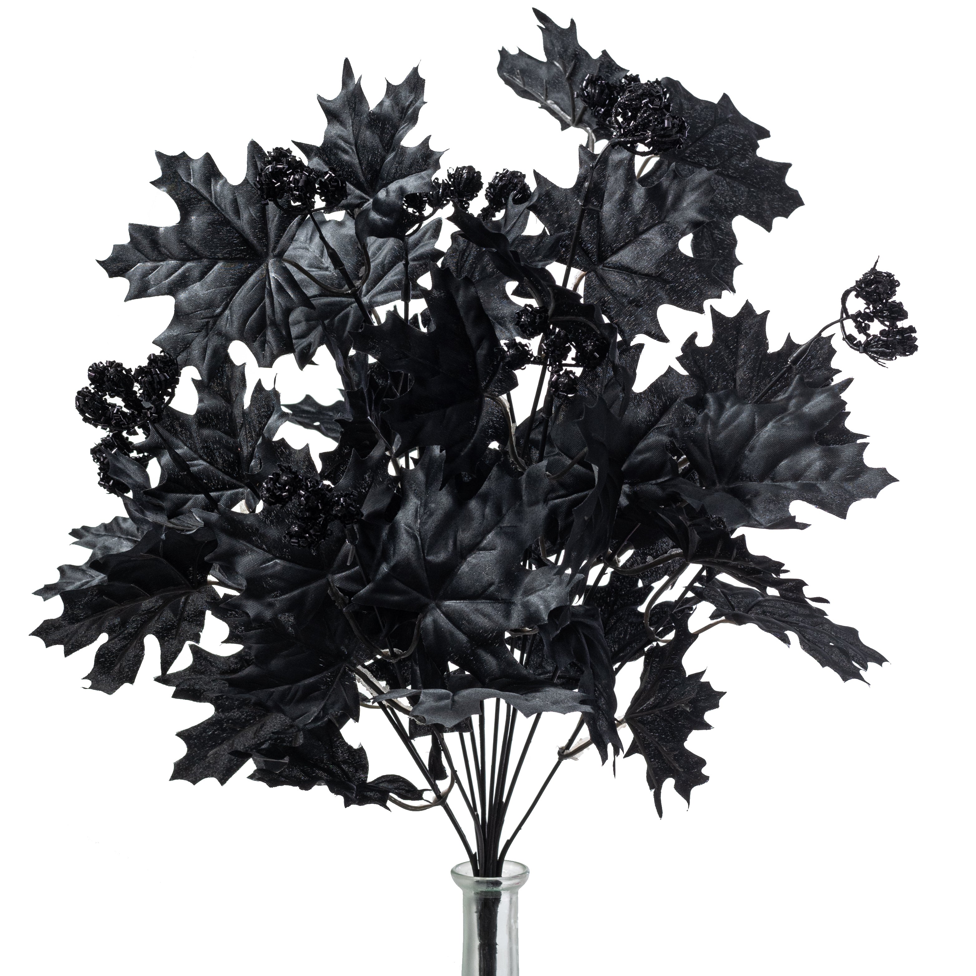 20" Maple Leaves Bush: Black (12 Stem)