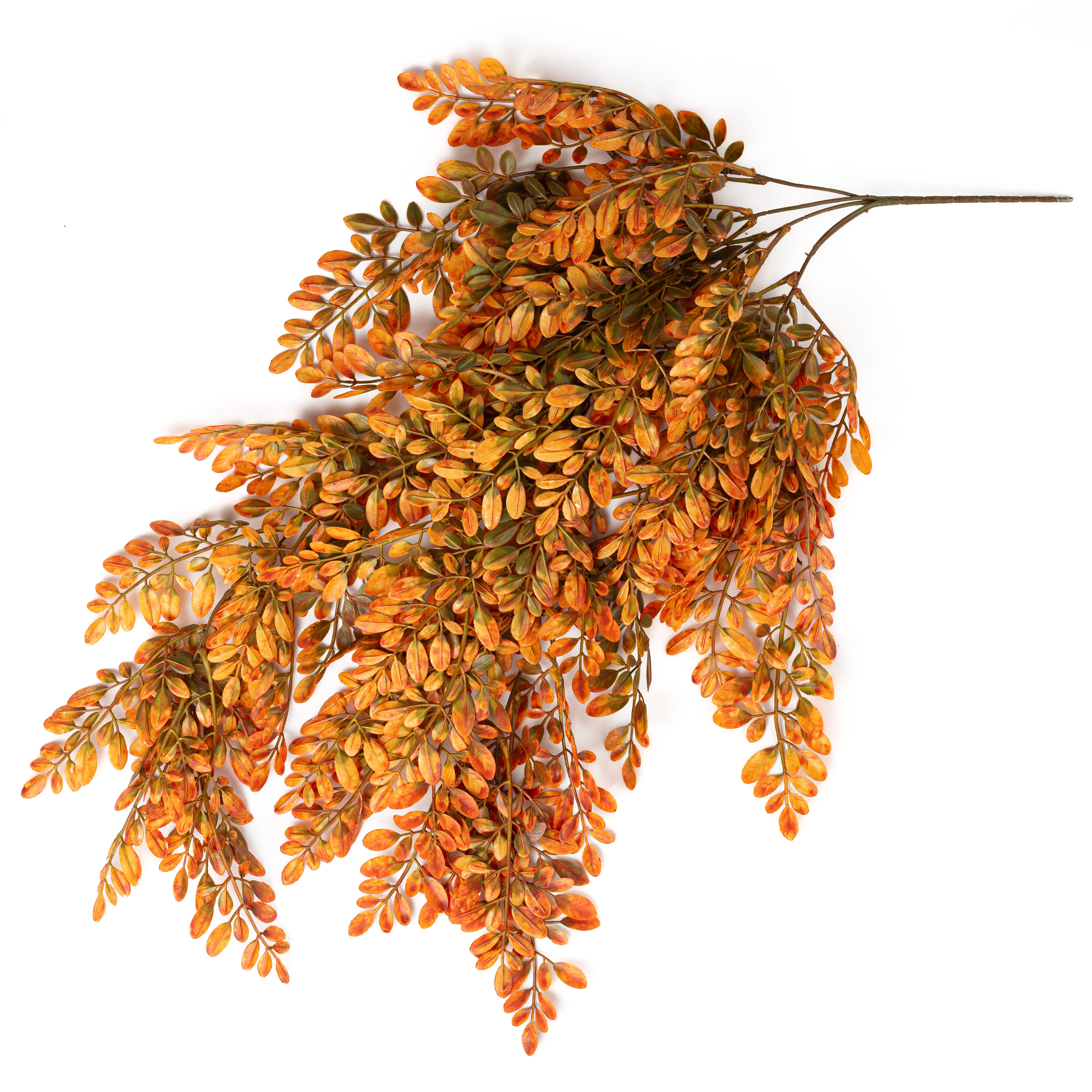 34" Plastic Herb of Grace Leaves Hanging Bush: Orange (5 Stem)