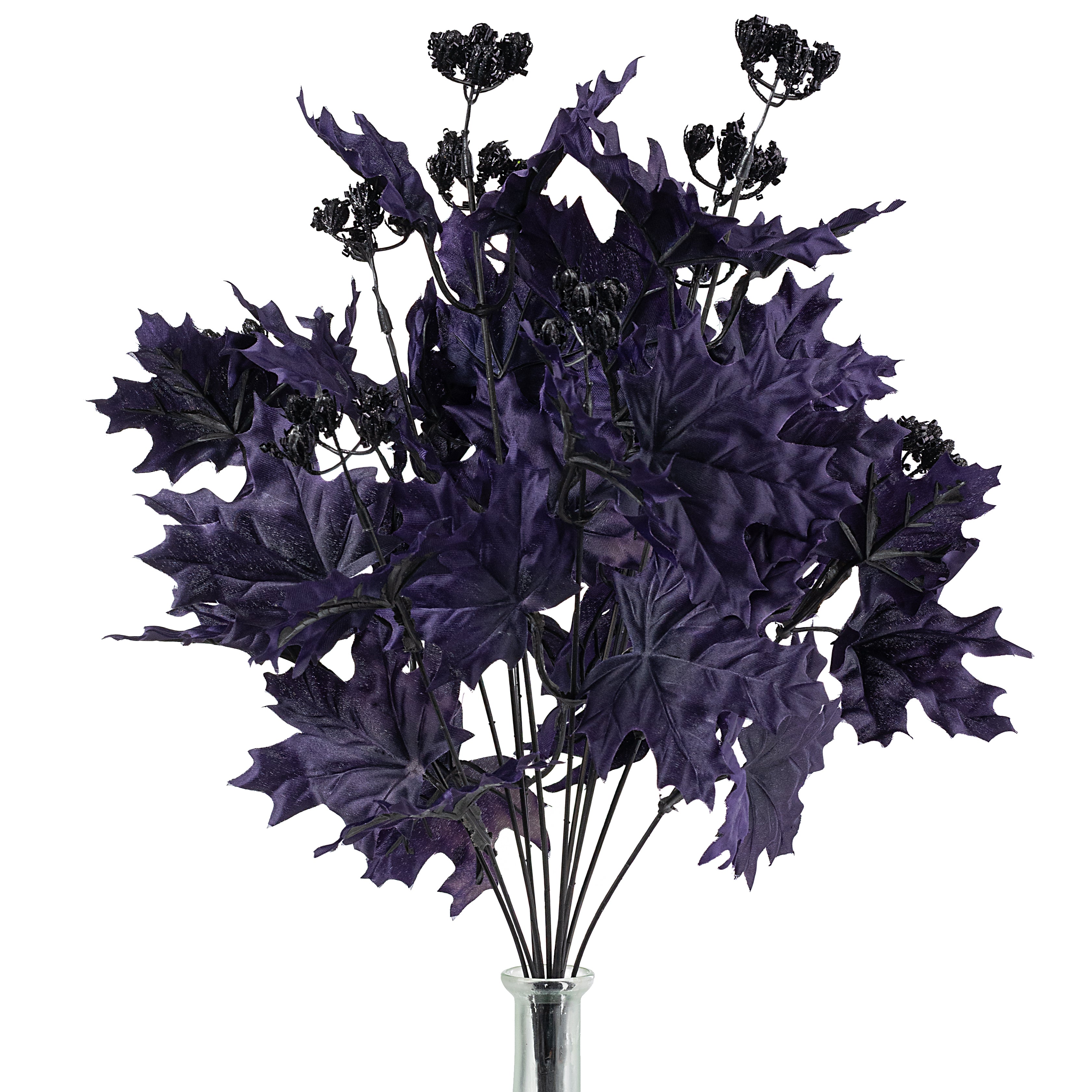 20" Maple Leaves Bush: Dark Purple (12 Stem)