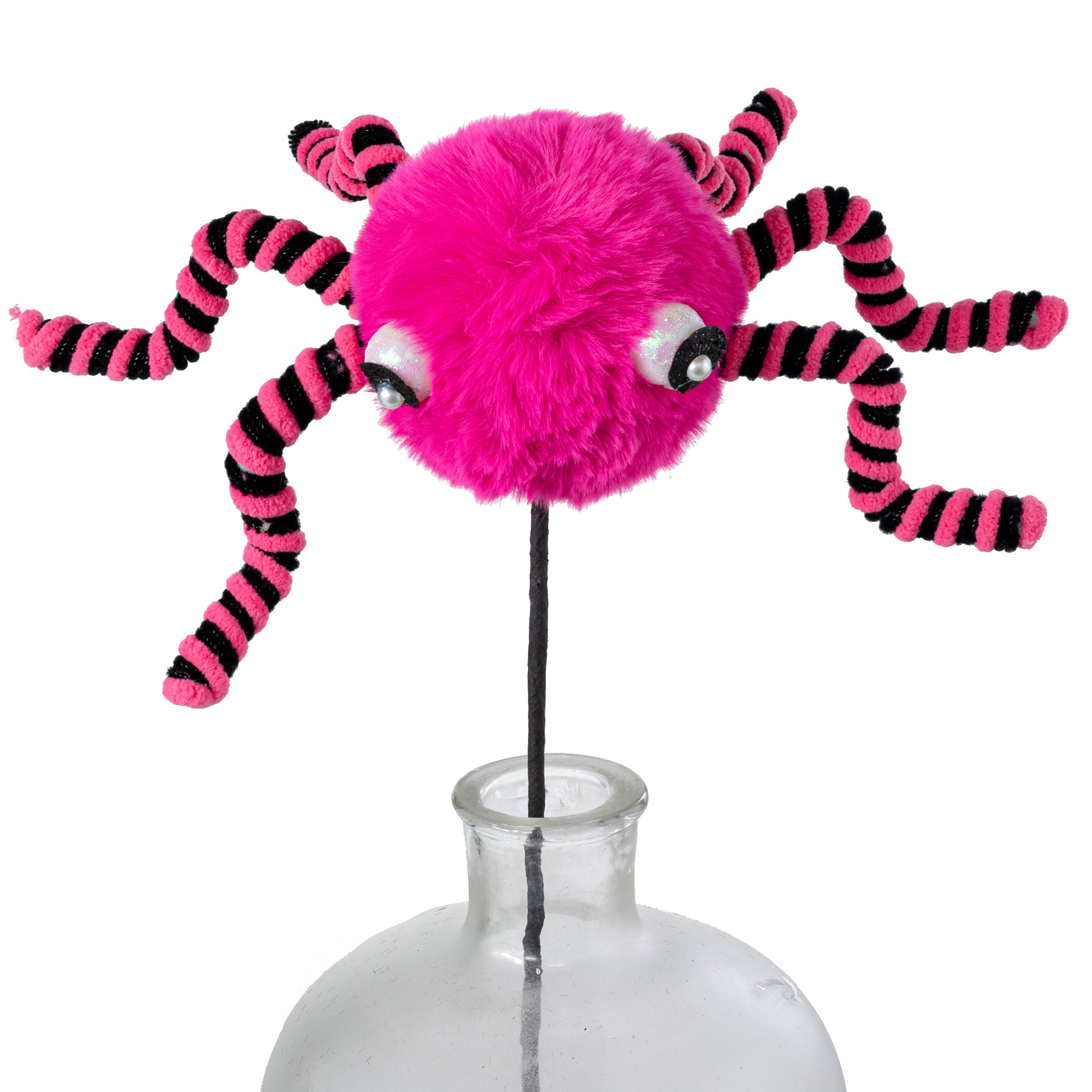 20" Furry Spider Pick: Pink & Black