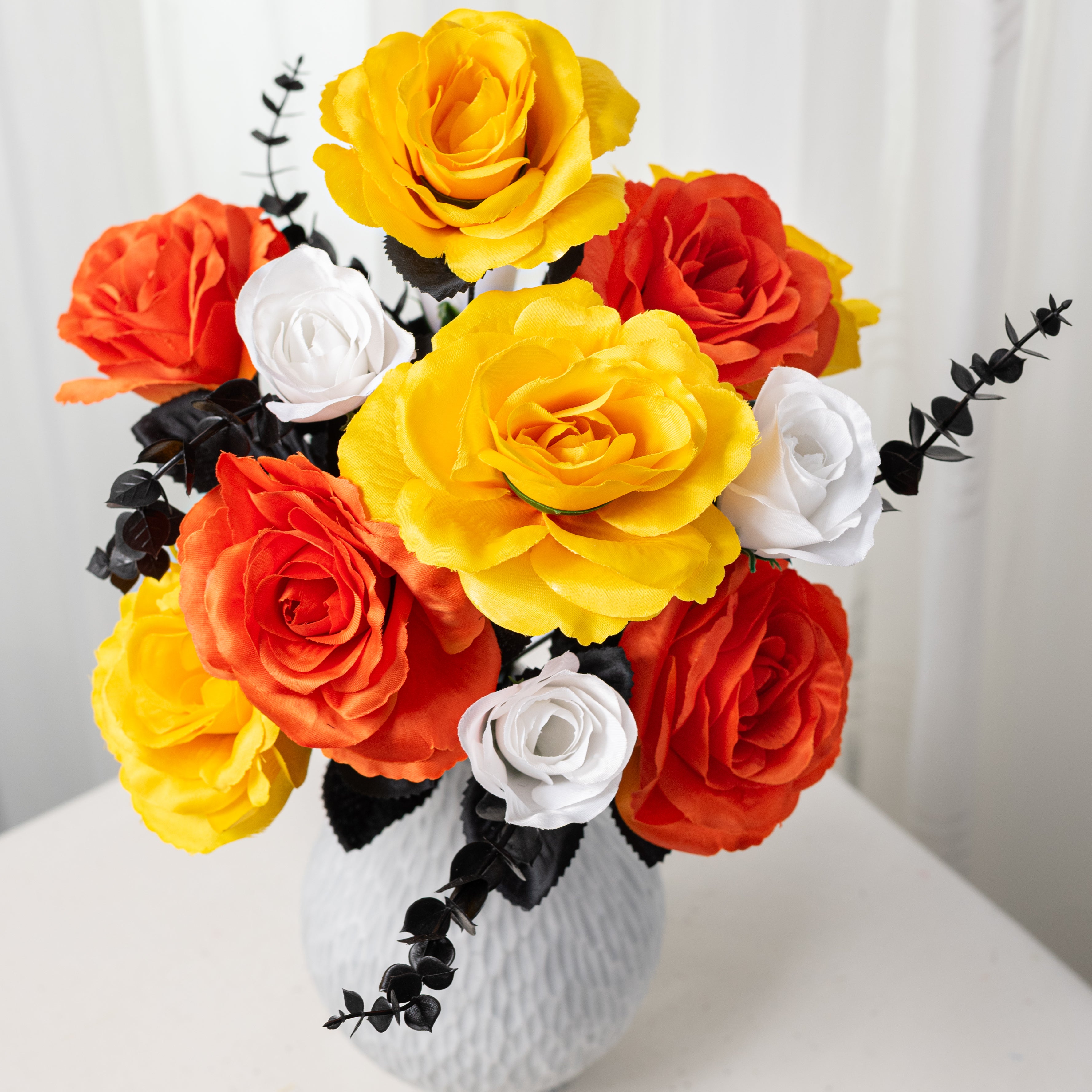 17" Rose Bush: Candy Corn Hues (12 Stem)