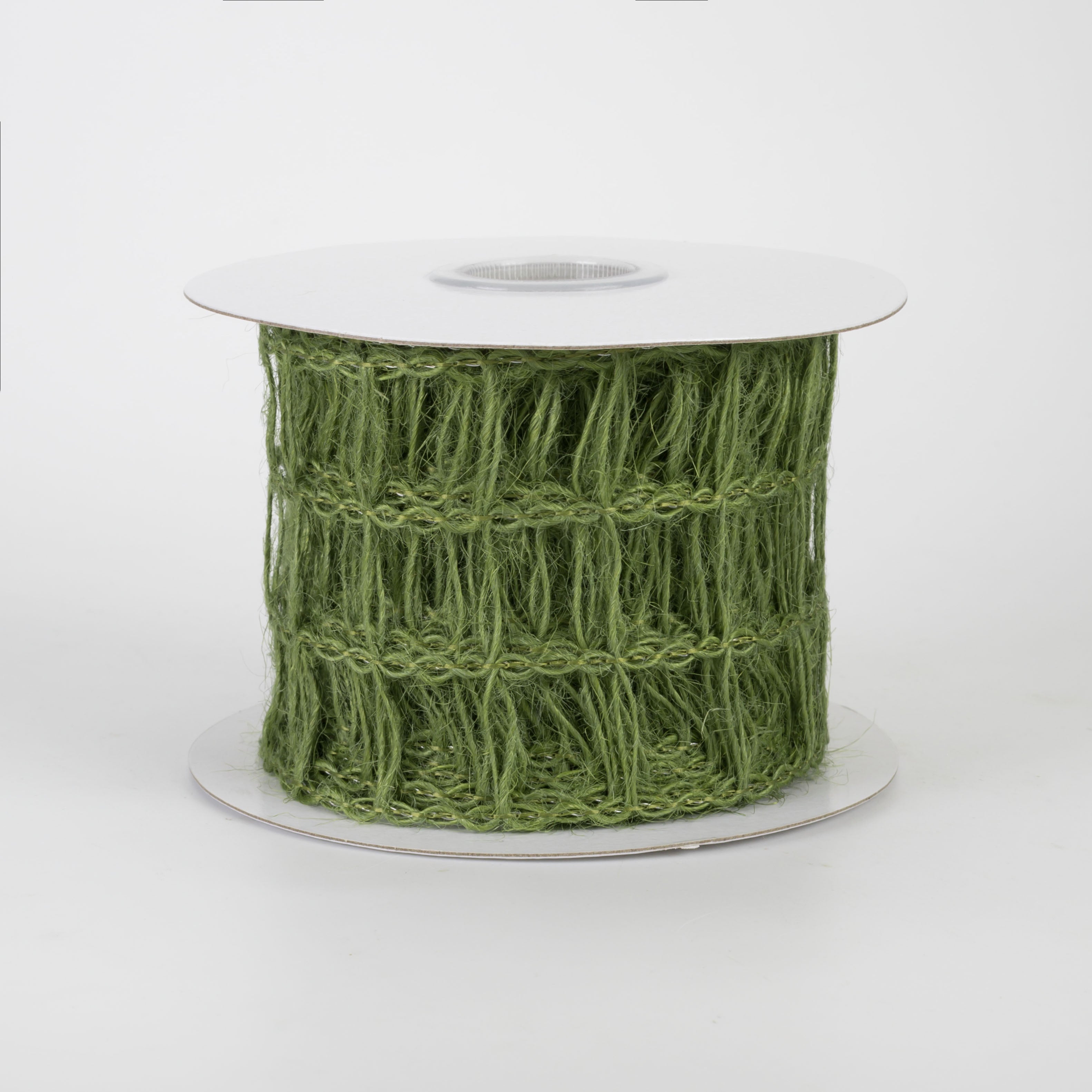 2.5" Open Weave Burlap Jute Ribbon: Moss Green (10 Yards)