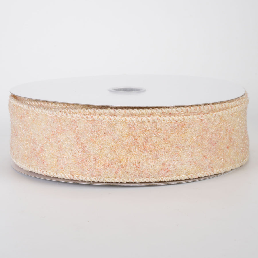 1.5" Fuzzy Felt Ribbon: Ivory Cream (10 Yards)