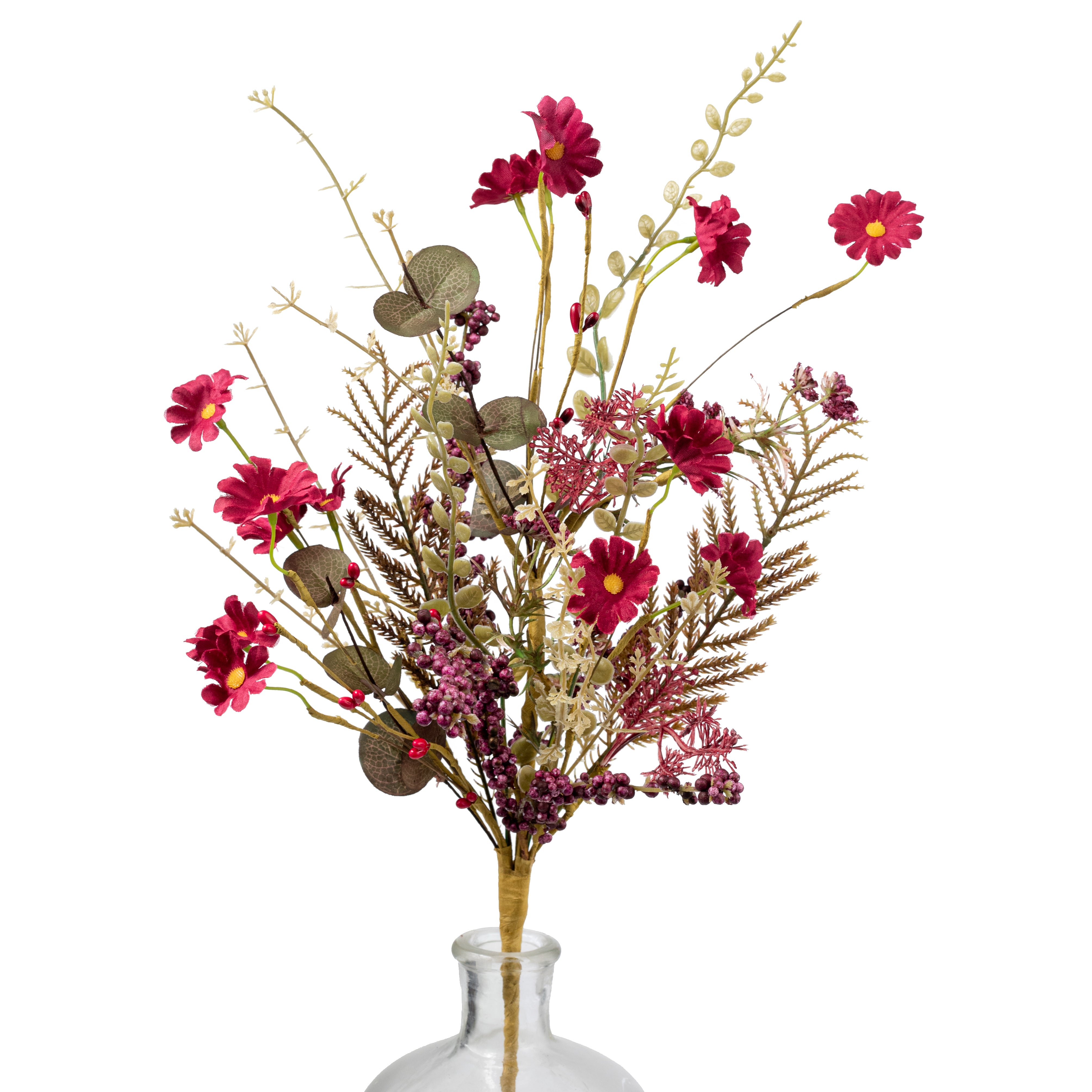 24" Fabric Flower Mixed Fall Filler Spray: Burgundy