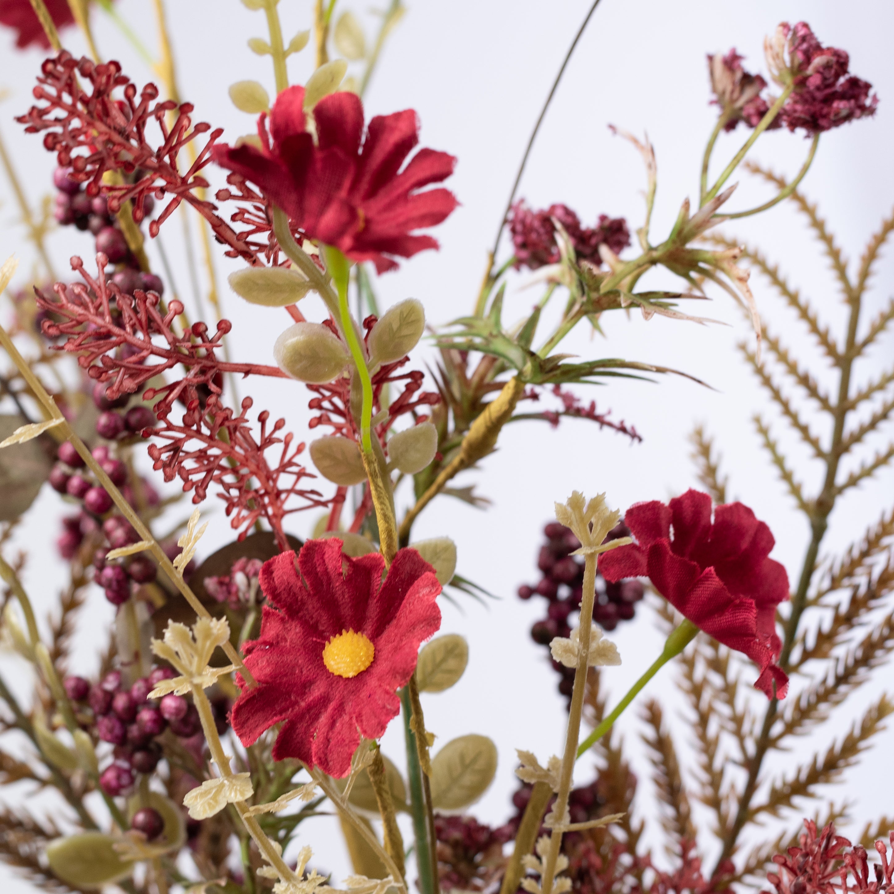 24" Fabric Flower Mixed Fall Filler Spray: Burgundy