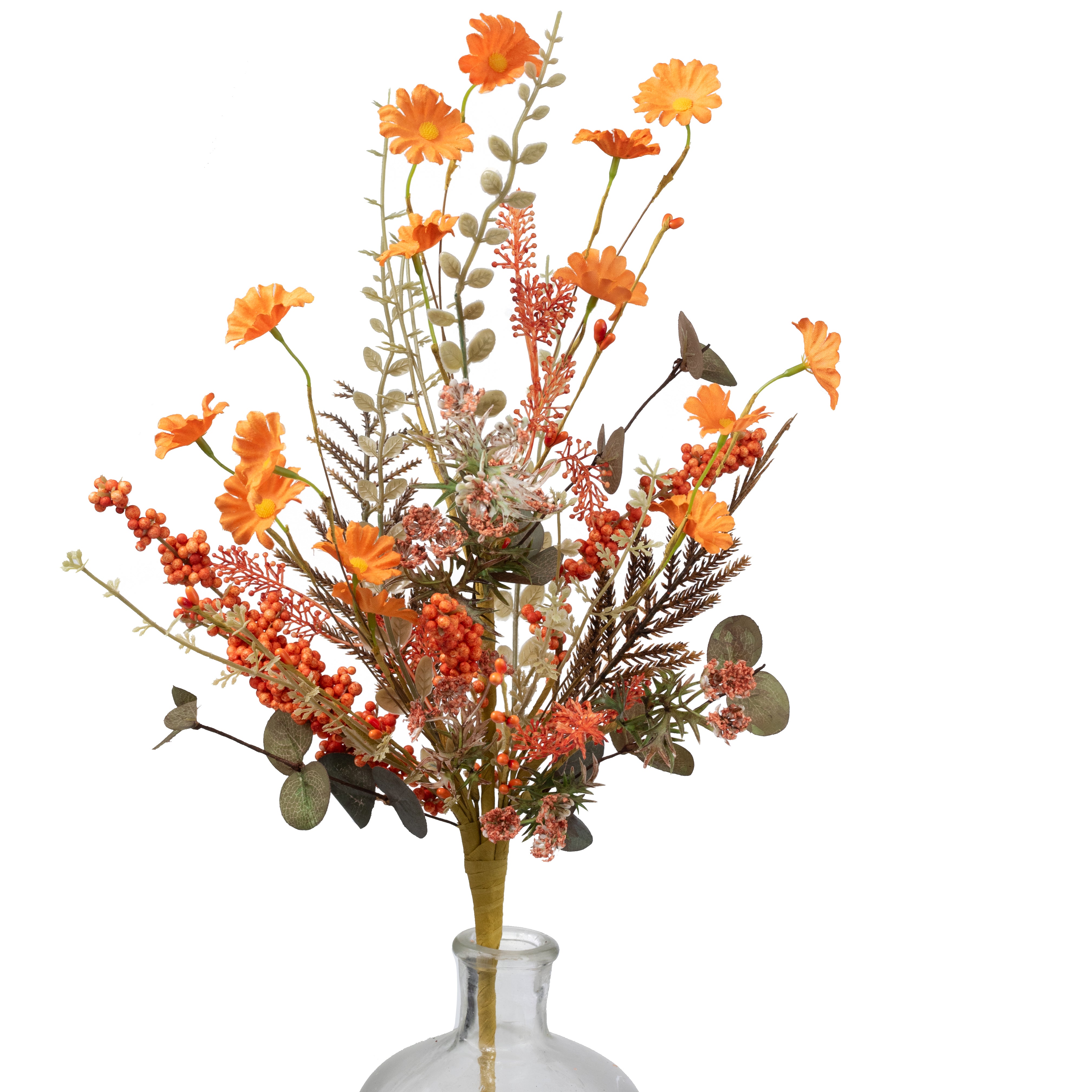 24" Fabric Flower Mixed Fall Filler Spray: Orange