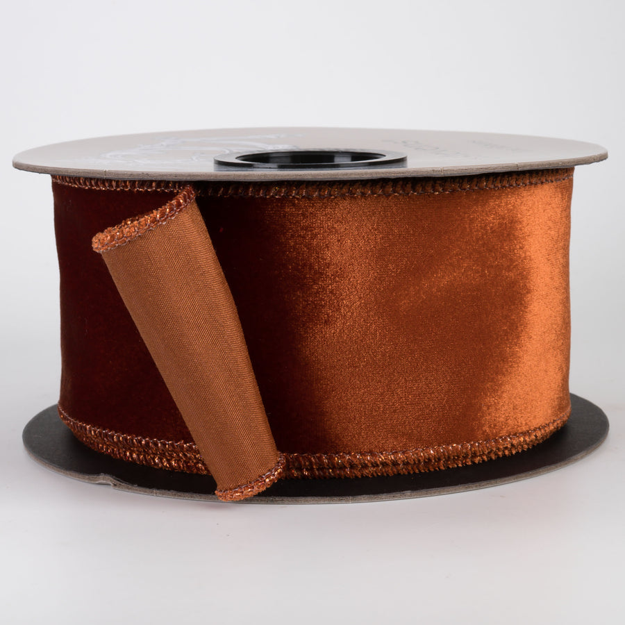 [D Stevens] 2.5" Velvet Satin Back Ribbon: Copper (10 Yards)