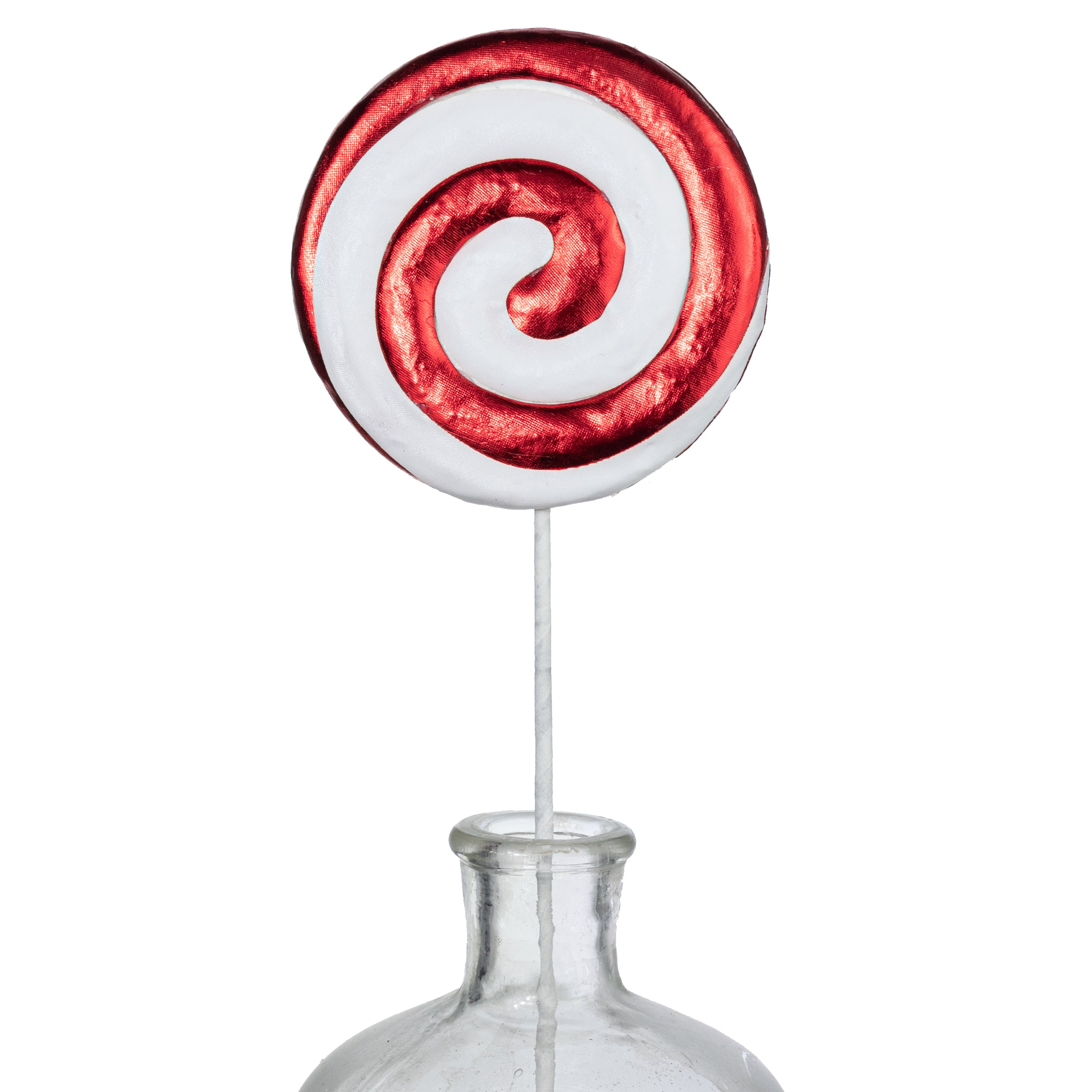 5" x 15" Metallic Peppermint Lollipop Pick: Red & White (10 Yards)