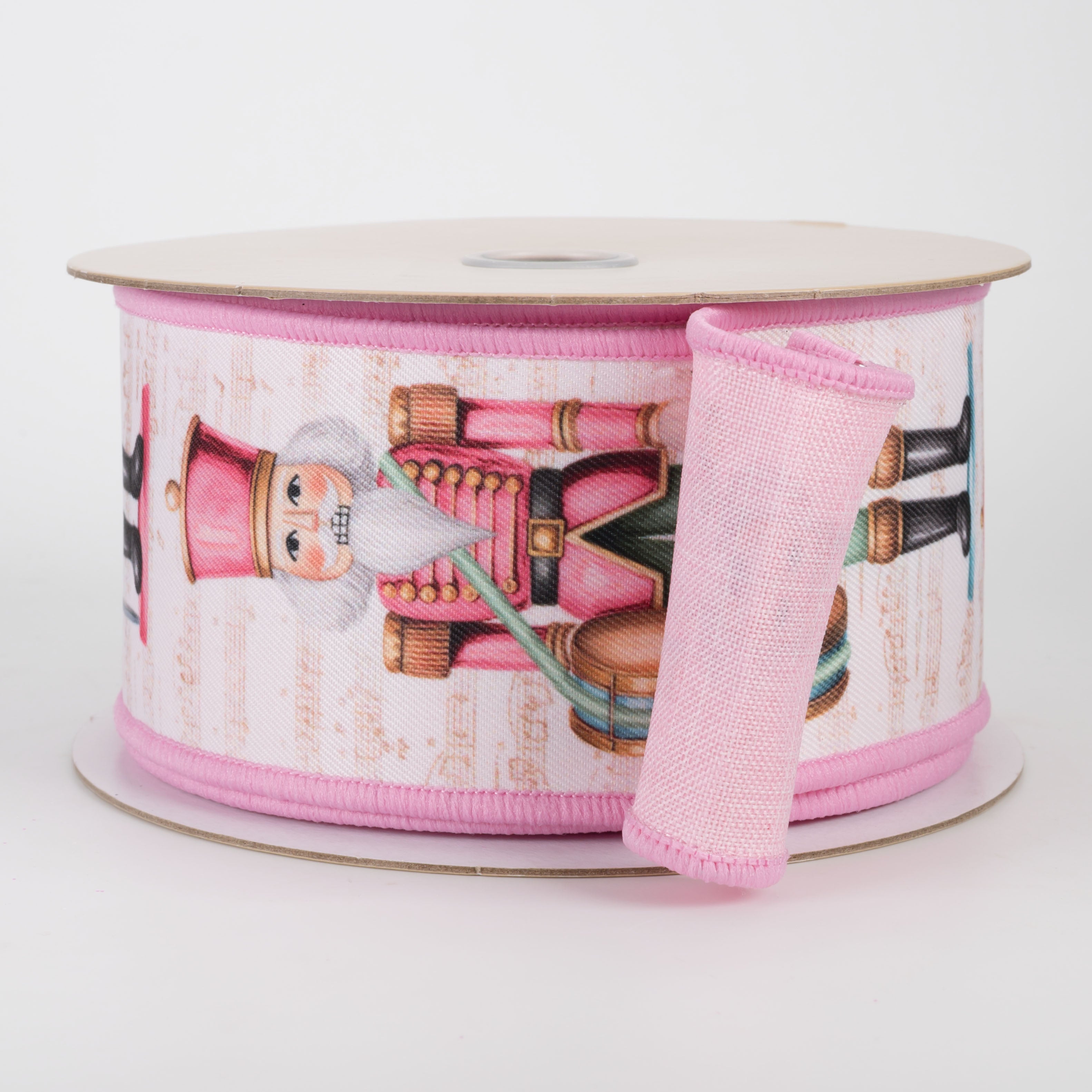 2.5" Double Sided Fused Nutcracker Ribbon: Pink (10 Yards)