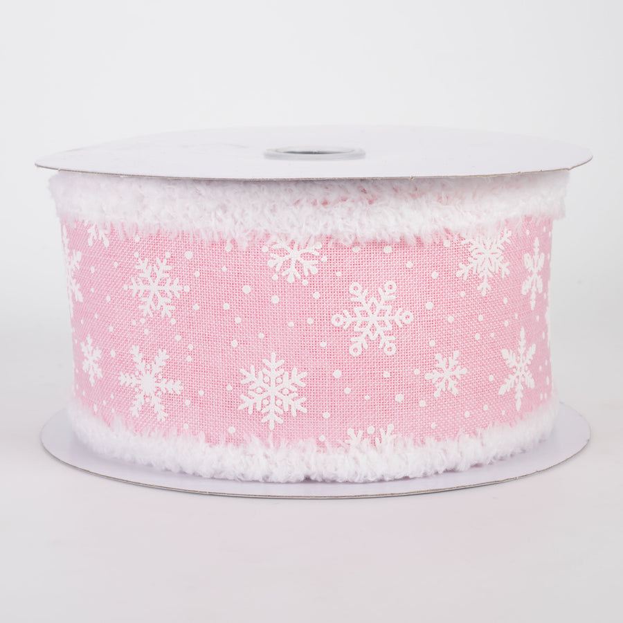 2.5" Mini Snowflake Snowdrift Edge Ribbon: Light Pink (10 Yards)