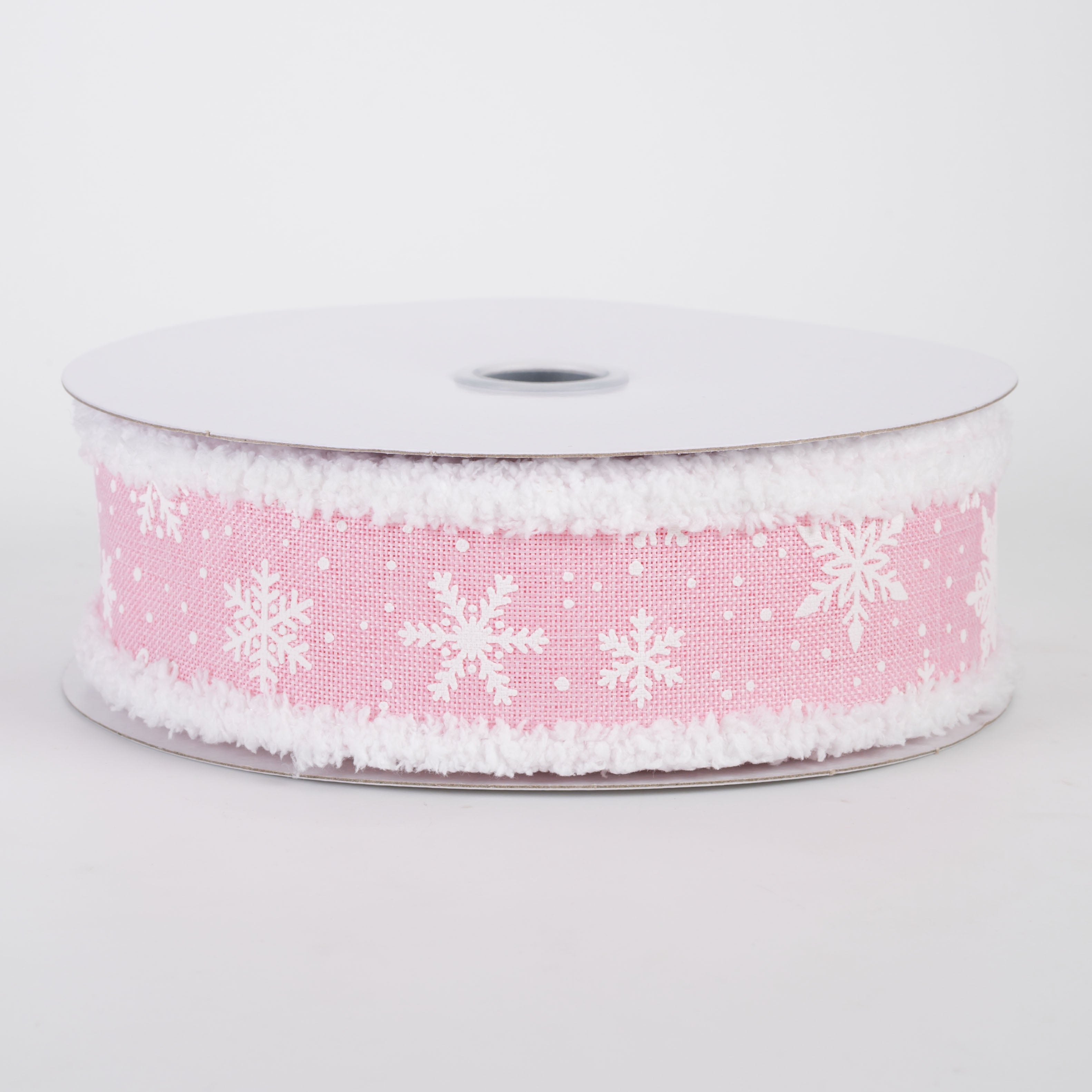 1.5" Mini Snowflake Snowdrift Edge Ribbon: Light Pink (10 Yards)