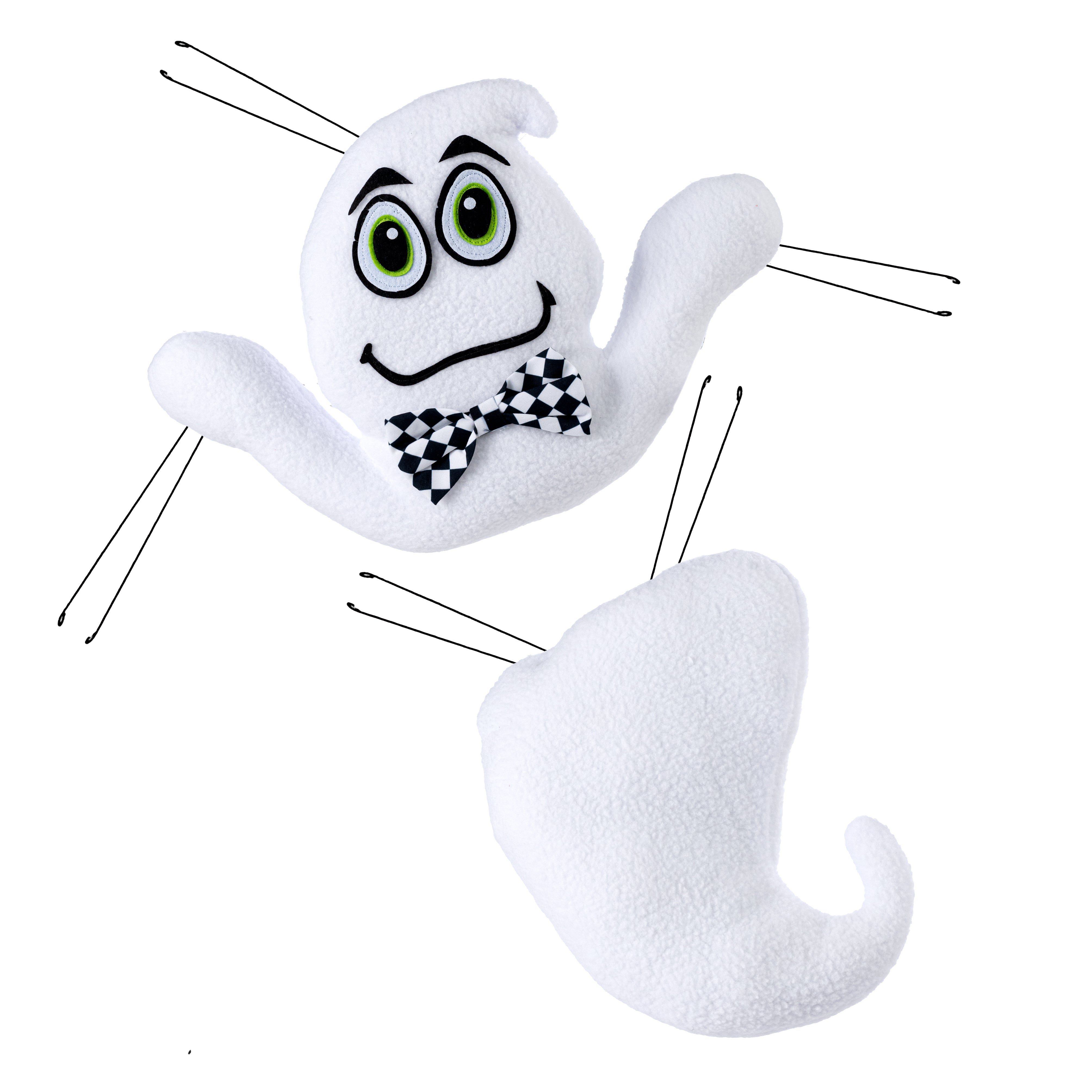 18" 2-Piece Bow Tie Ghost Wreath Decor Kit