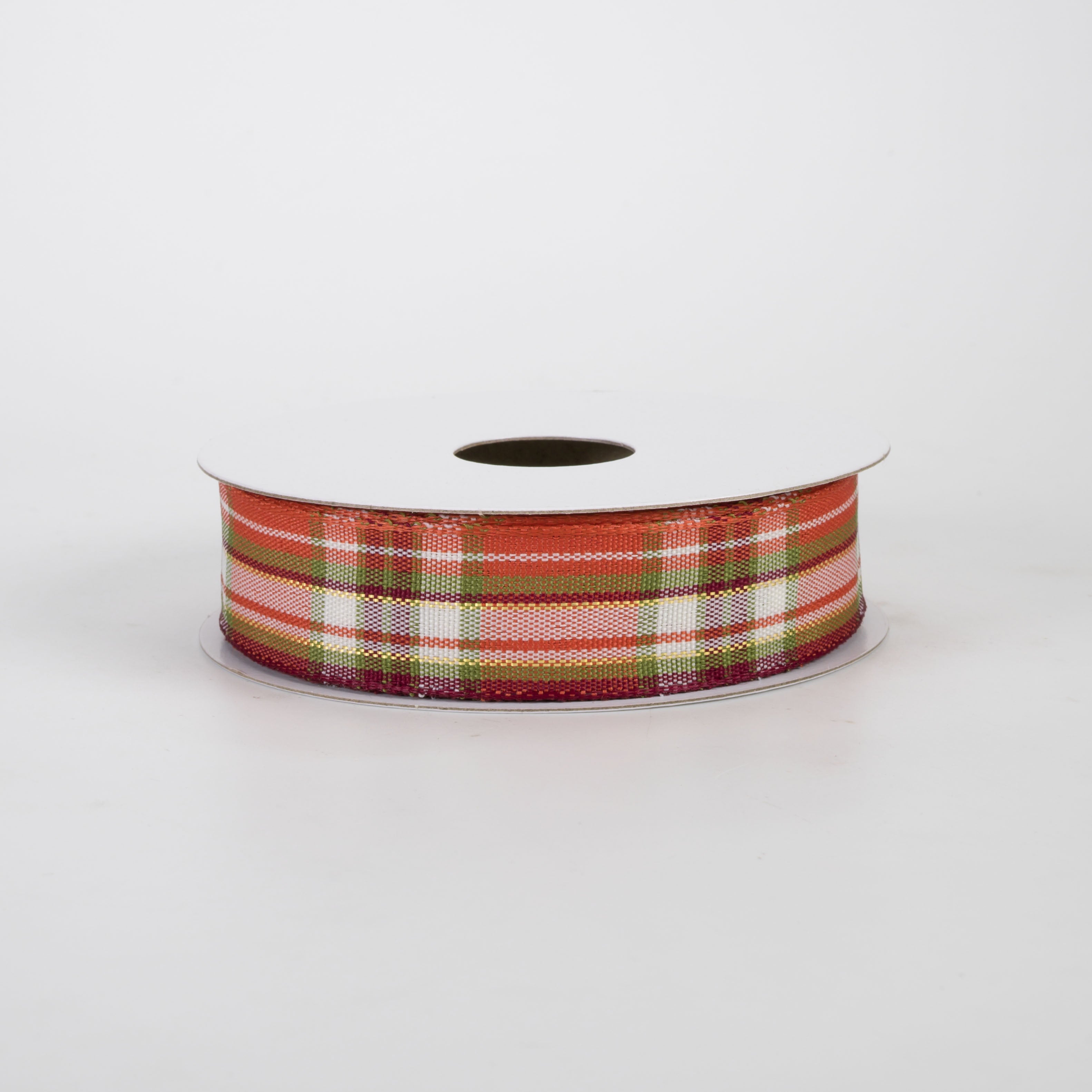 7/8" Fall Plaid Ribbon: Cream, Moss, Rust, Burgundy (10 Yards)